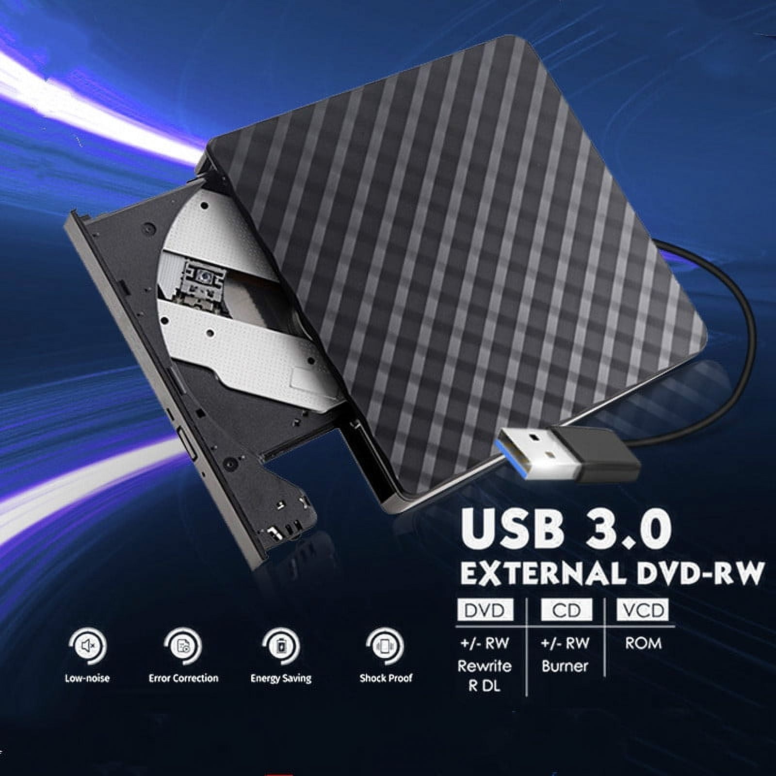 External DVD CD Driver, USB3.0 Portable DVD+/-RW Writer Plug and Play ...