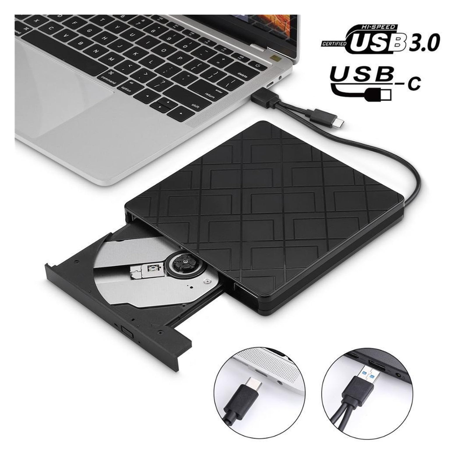 External DVD Drive USB3.0 Type C DVD RW CD Rewriter Burner Portable ...