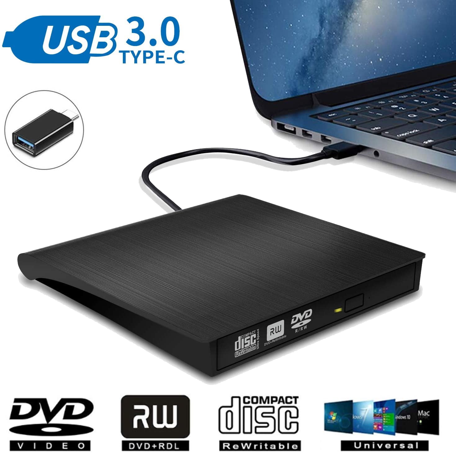 External DVD Drive for Laptop (Black) - Walmart.com