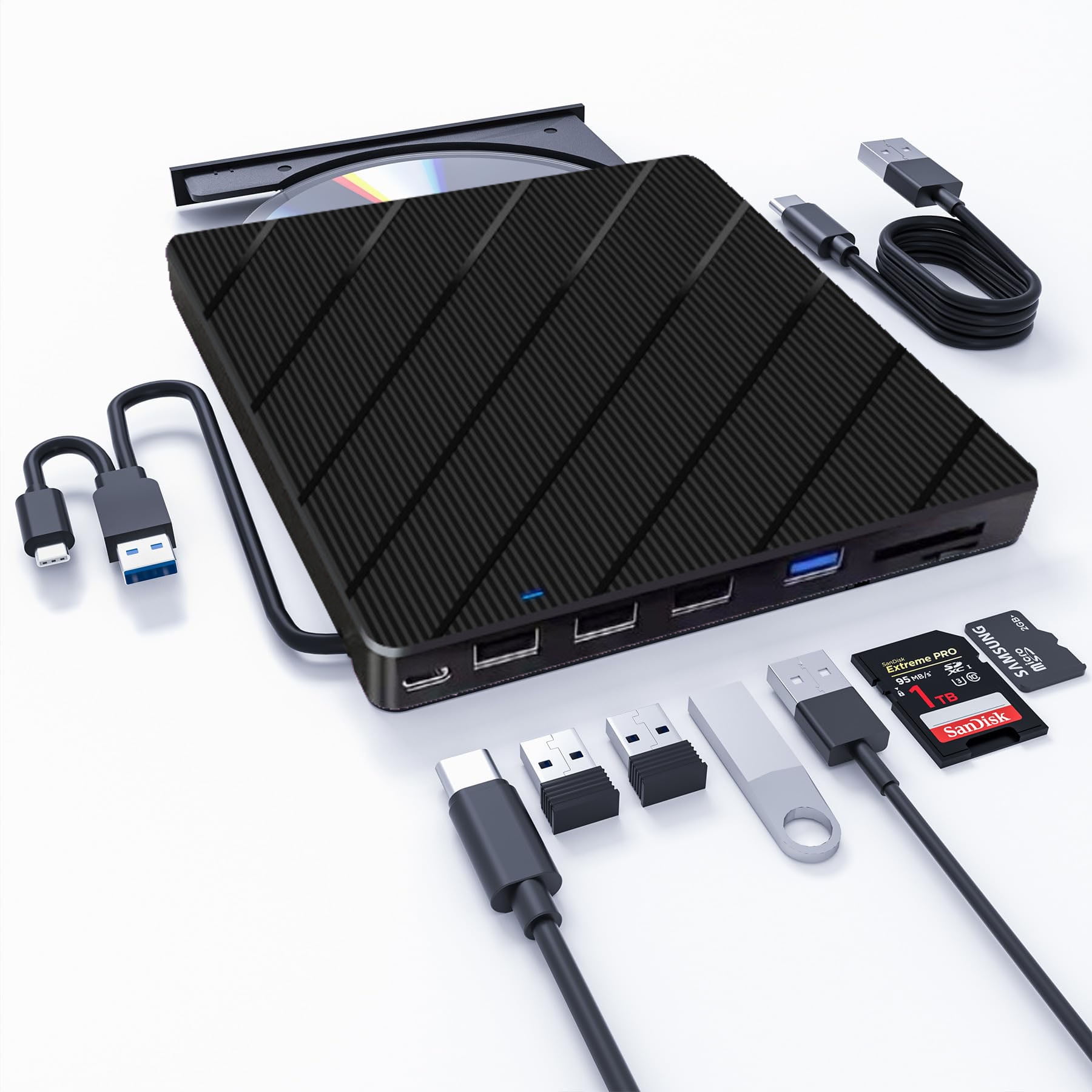 External DVD Driver USB C Portable CD/DVD +/-RW Drive/DVD Player with ...