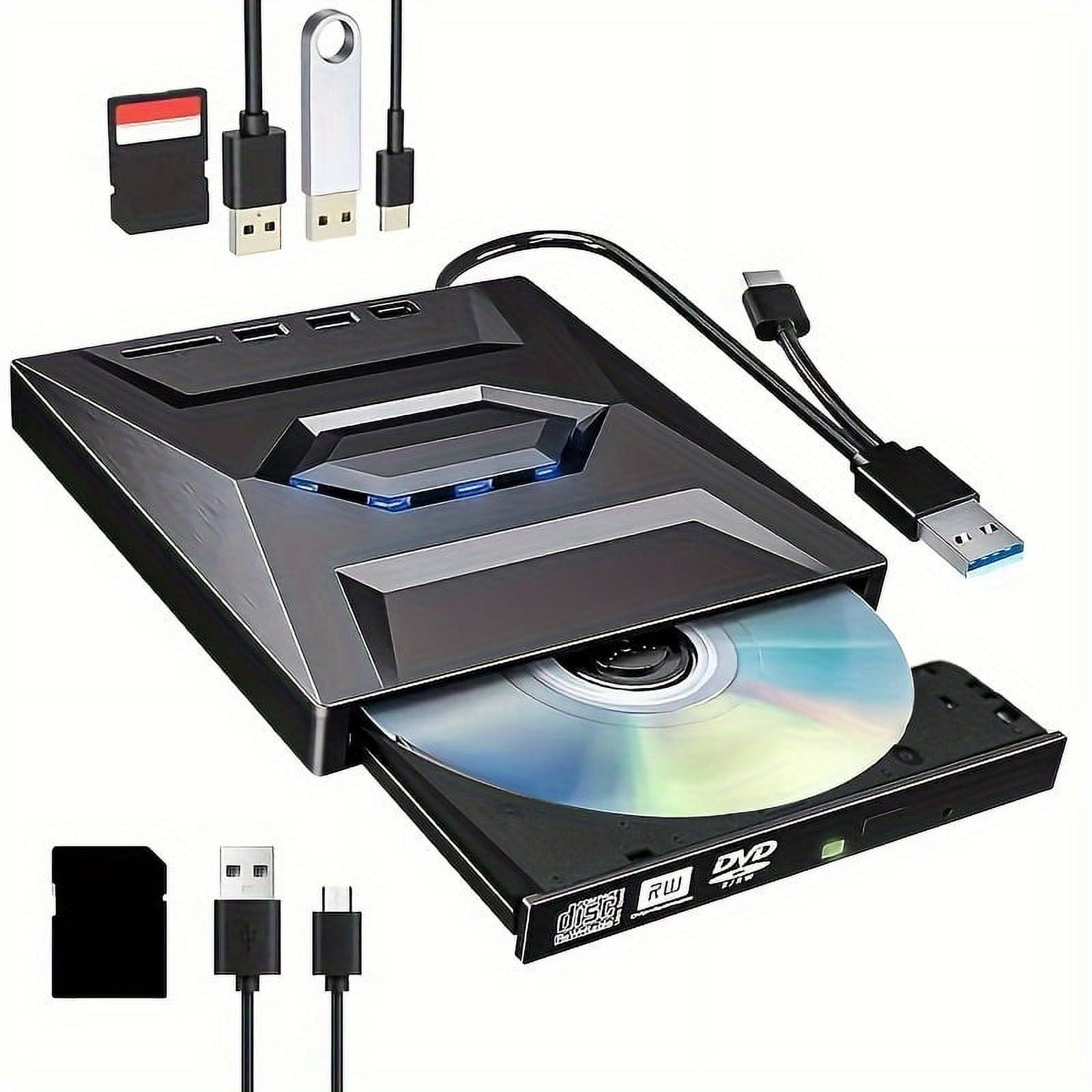 External For CD DVD +/-RW Drive With SD Card Reader And USB 3.0+2.0 ...