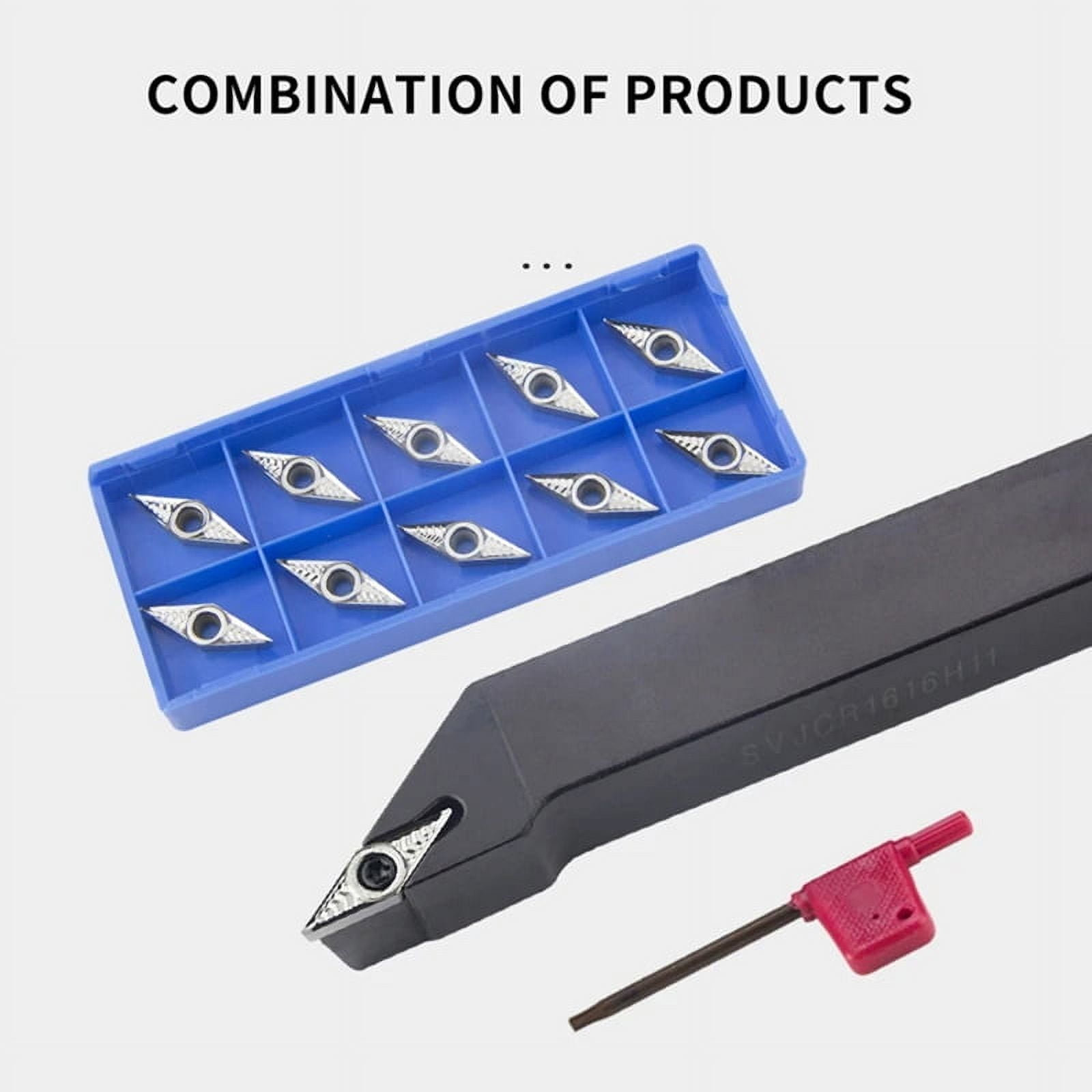 External Turning Tool Arbor VCGT160404 Carbide Insert Turning Tool Set Wood Lathe Tools and ...