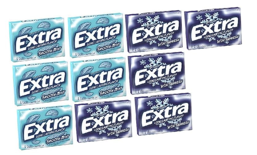 Extra - 5 Smooth Mint + 5 Winterfresh Sugar Gum - Pa of 10 - Walmart.com