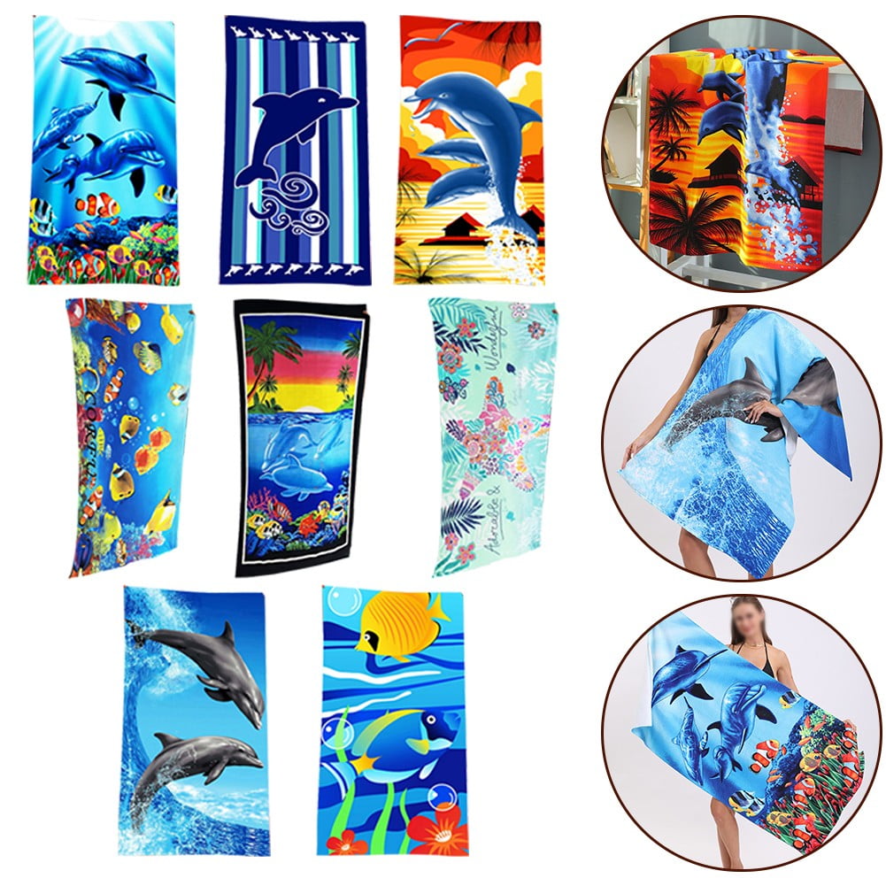 Extra Absorbent Dolphins Beach Towel for Swimming and Camping ...