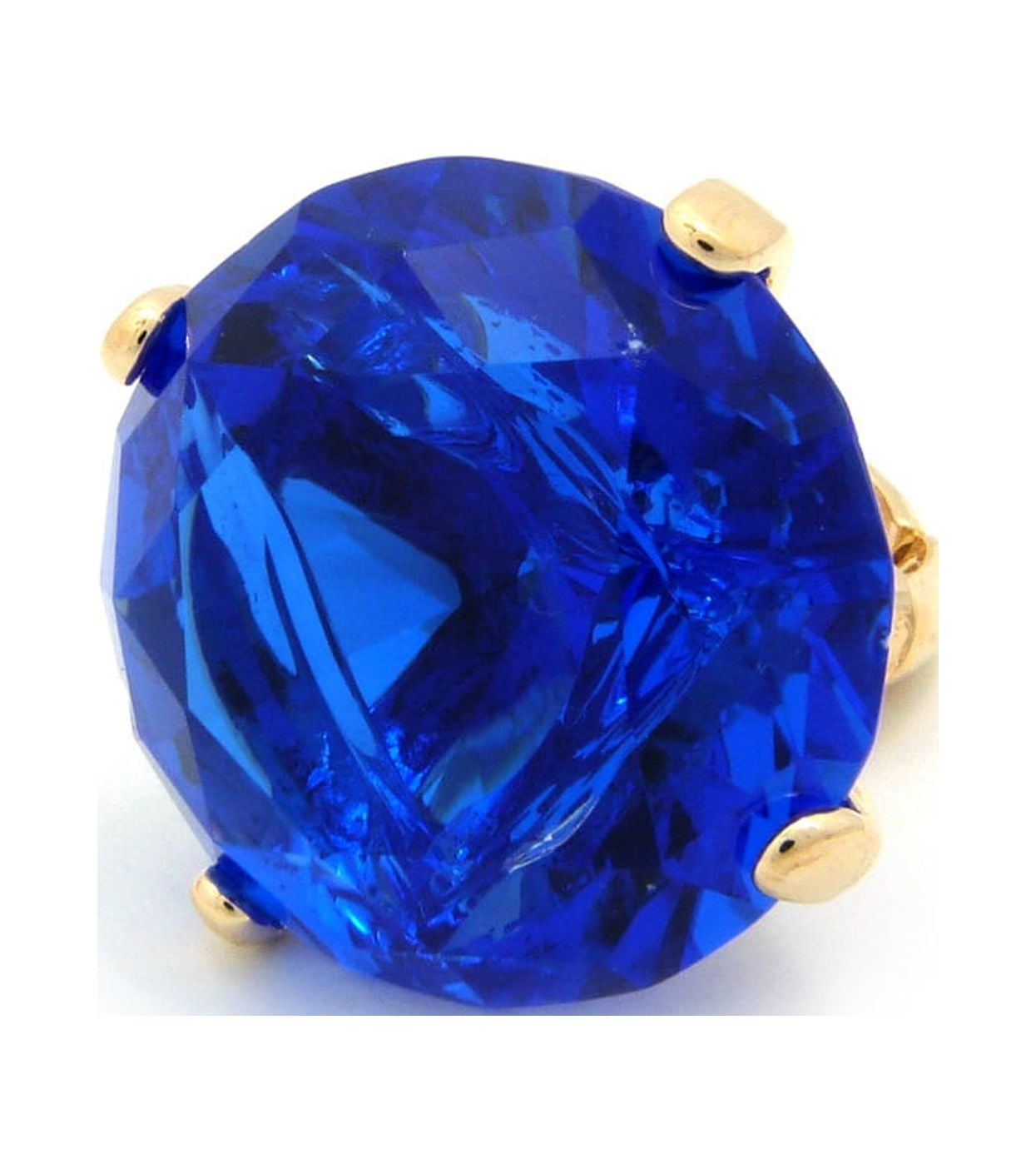 Extra Big Blue Rhinestone Stretch Ring in Gold-Tone, BLUE/GOLD TONE ...