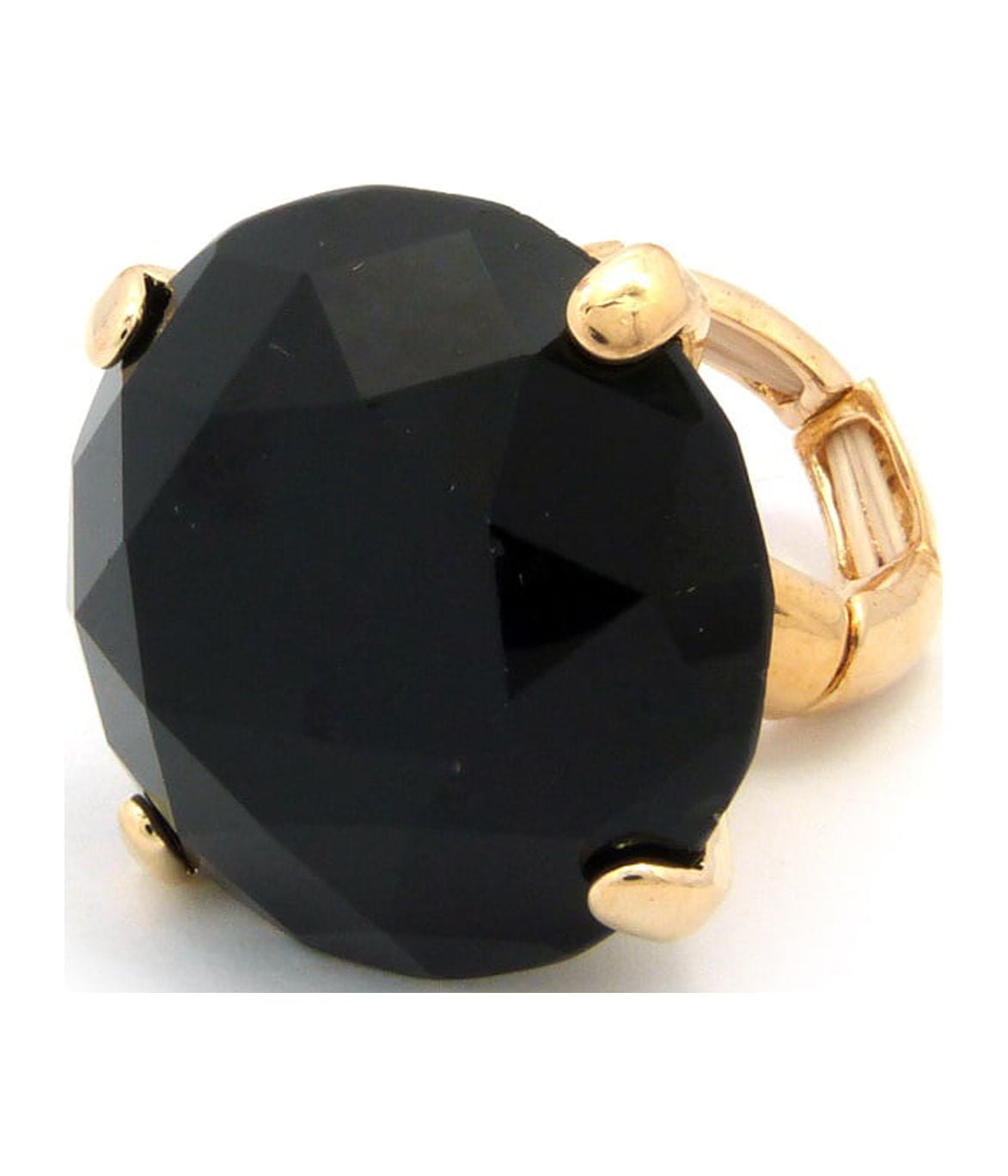 Extra Big Jet Rhinestone Stretch Ring in Gold-Tone, Jet/Gold-Tone ...