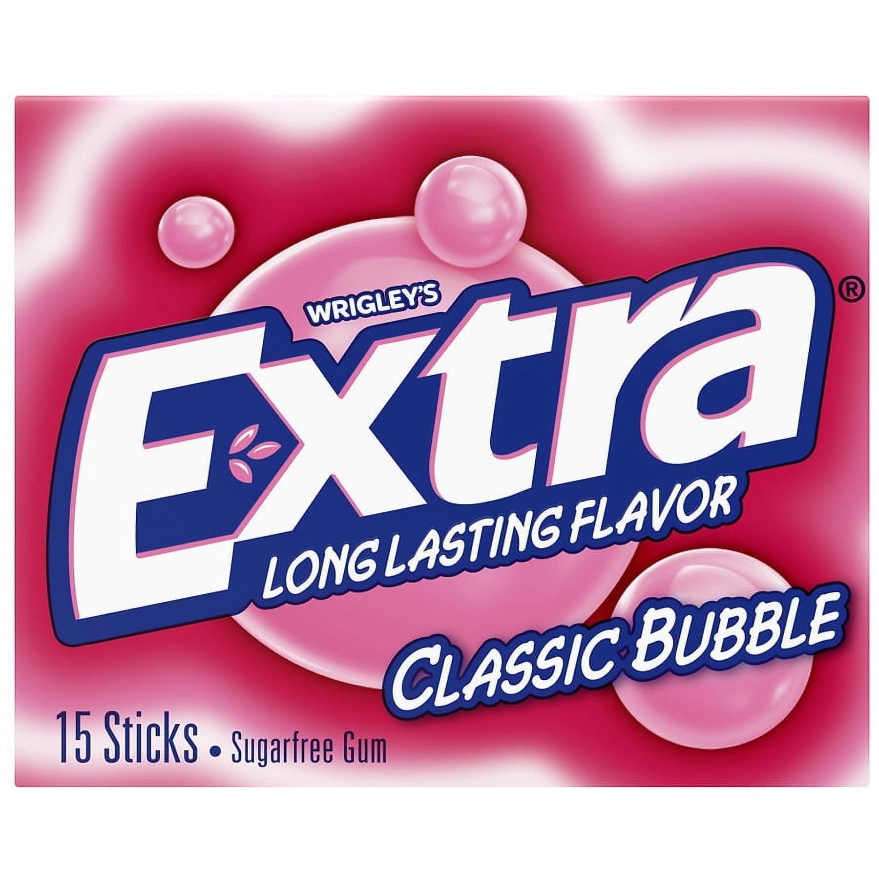 Extra Bubblegum Chewing Gum Classic Bubble Gum - 15 ea Pack of 2 ...