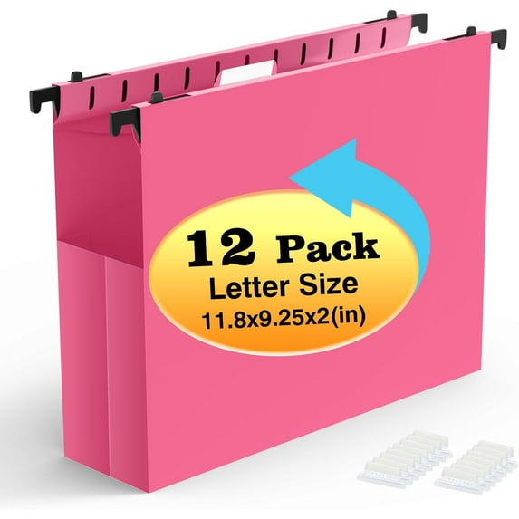 Extra Capacity File Folders,12 Reinforced Expanding Folder Letter Size ...