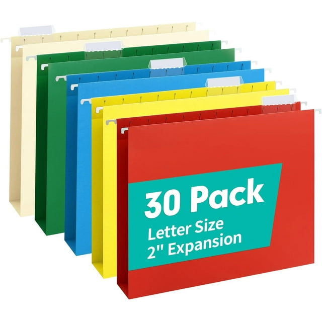 Extra Capacity Hanging File Folders, 30 Pack Reinforced Letter Size ...