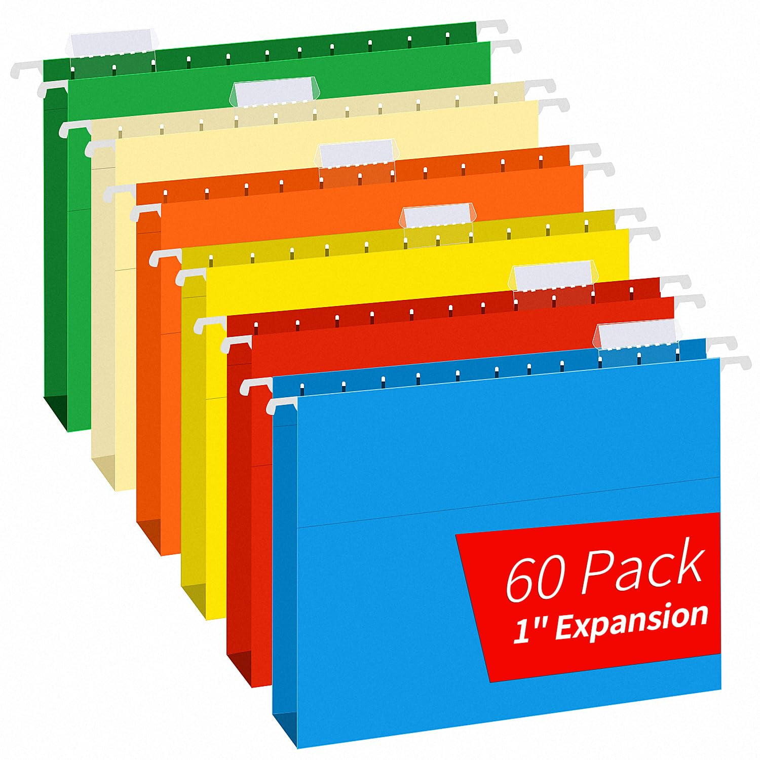 Extra Capacity Hanging File Folders, 60 Pack Letter Size Reinforced ...
