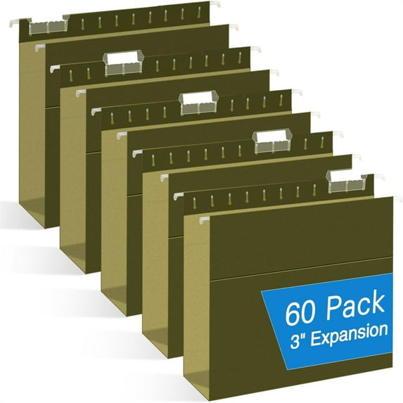 Extra Capacity Hanging File Folders, 60 Pack Letter Size Reinforced ...