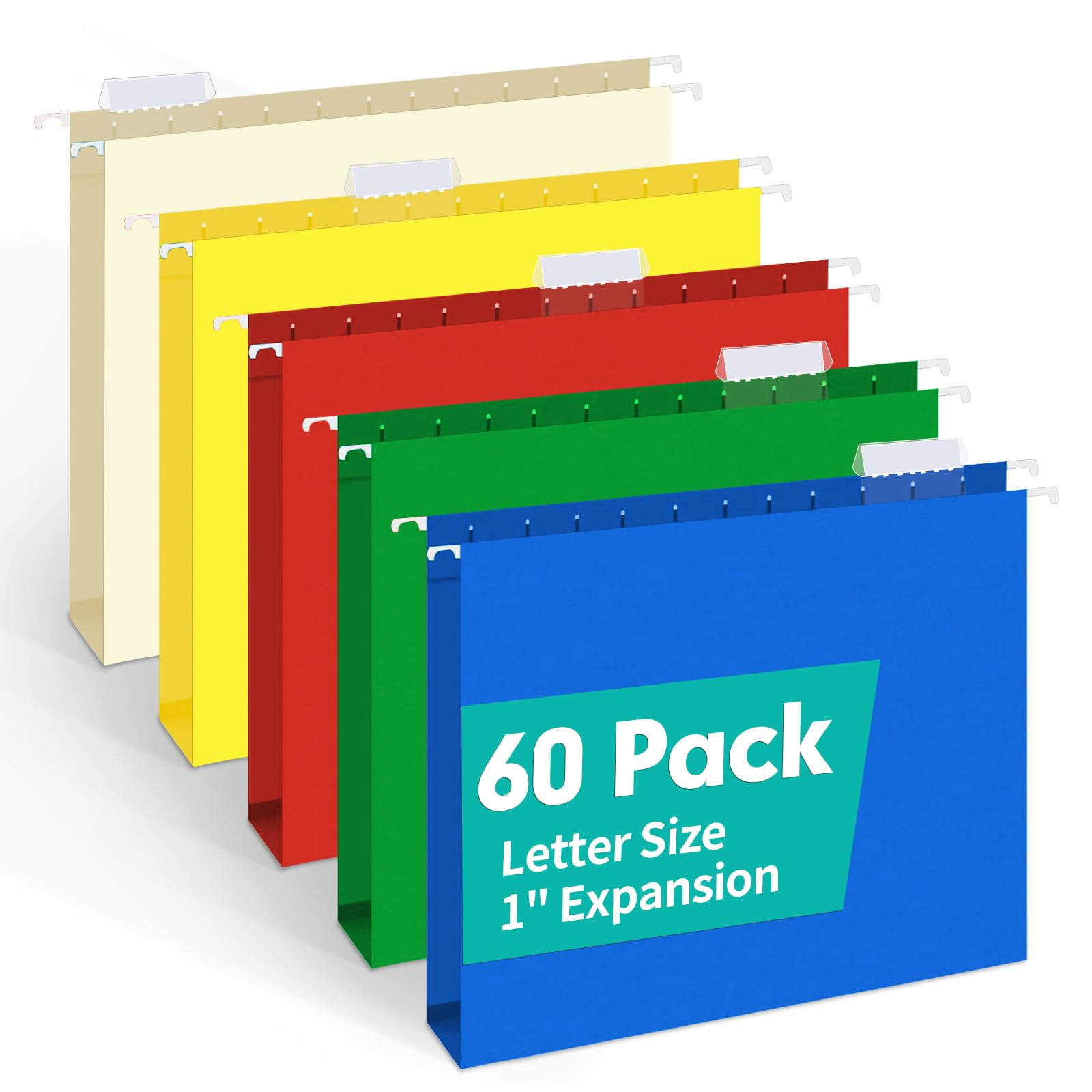Extra Capacity Hanging File Folders, 60 Pack Reinforced Letter Size ...