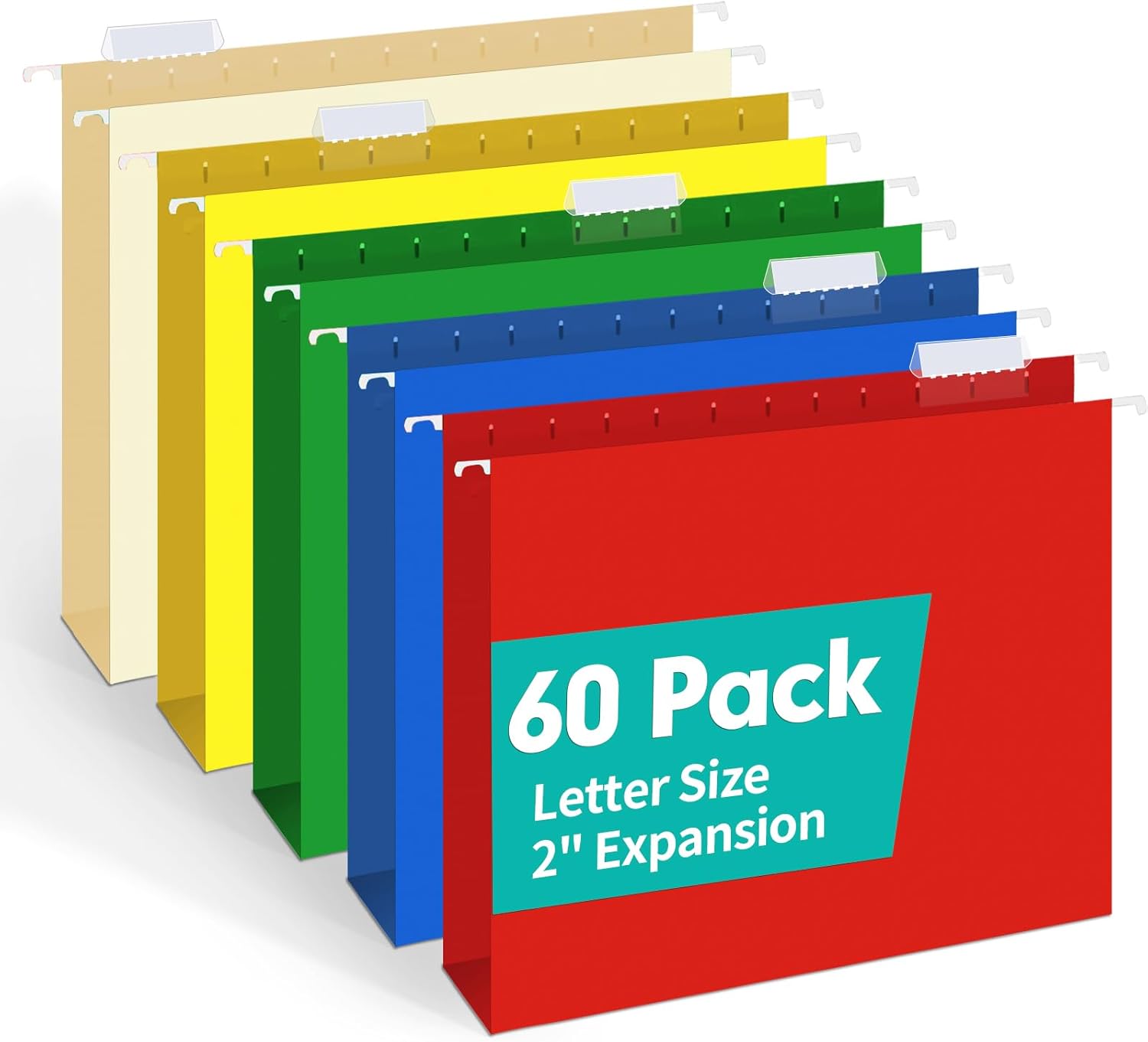 Extra Capacity Hanging File Folders, 60 Pack Reinforced Letter Size ...