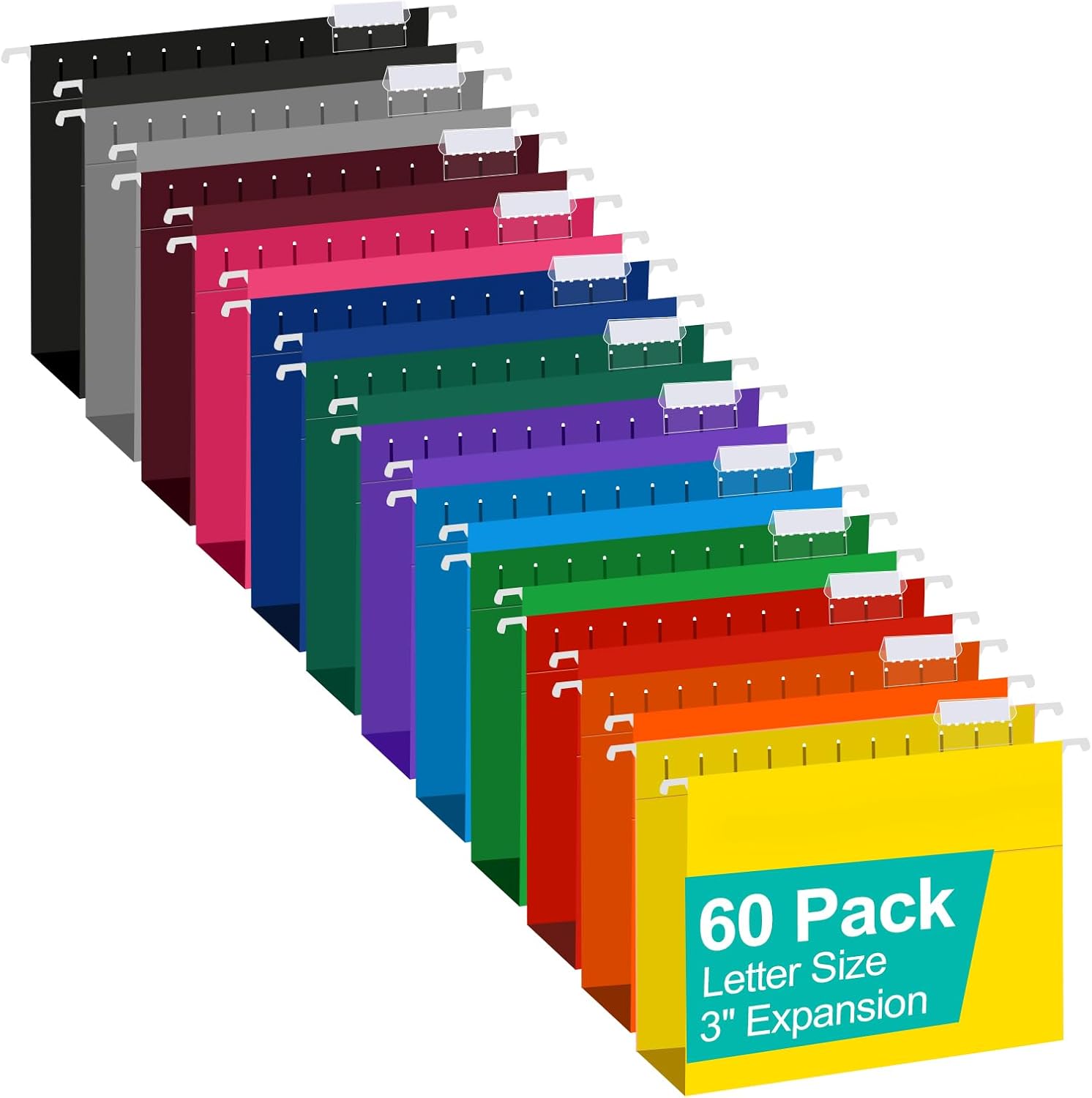 Extra Capacity Hanging File Folders, 60 Pack Reinforced Letter Size ...