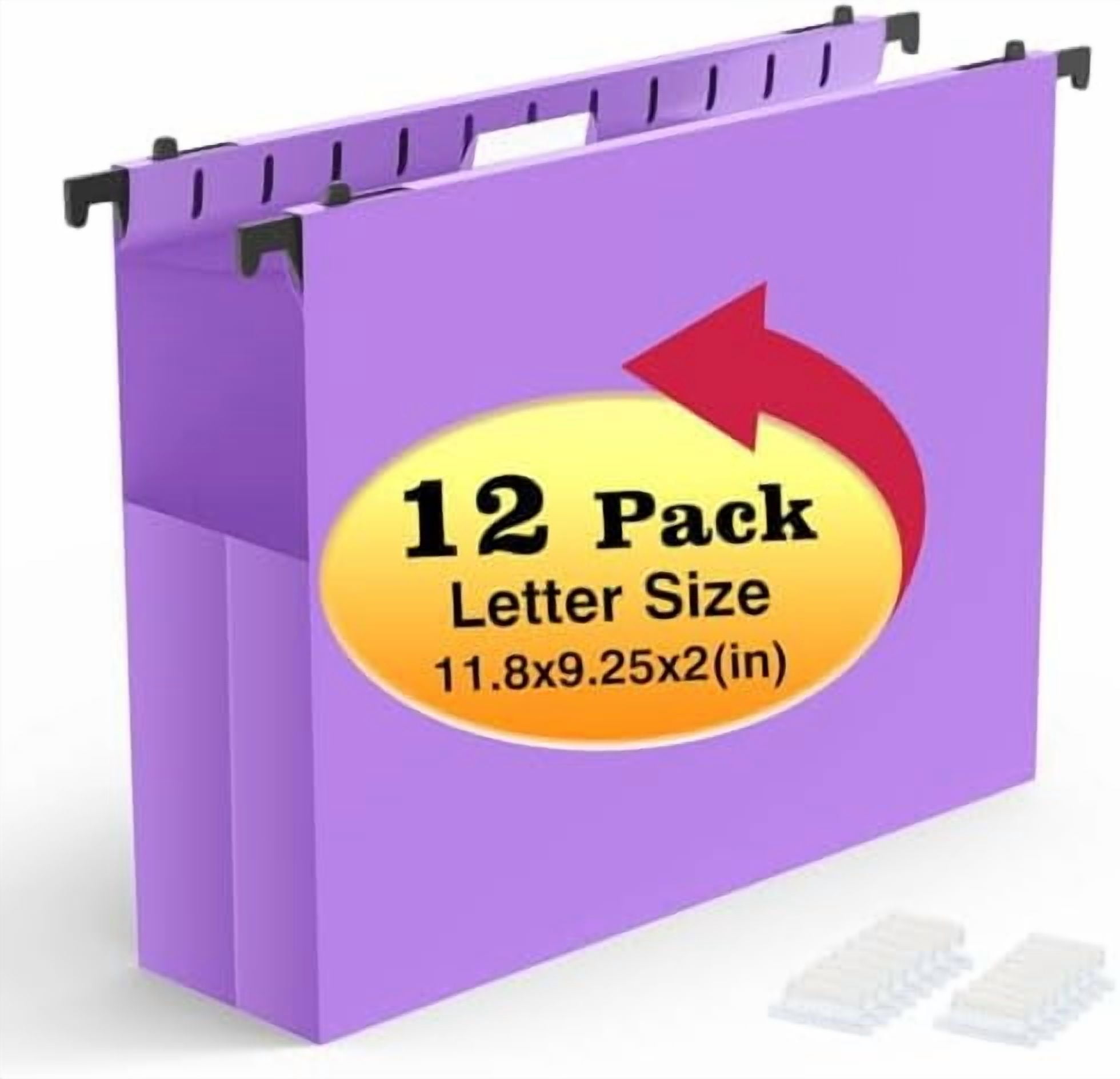 Extra Capacity Plastic Hanging File Folders,12 Pack Reinforced ...