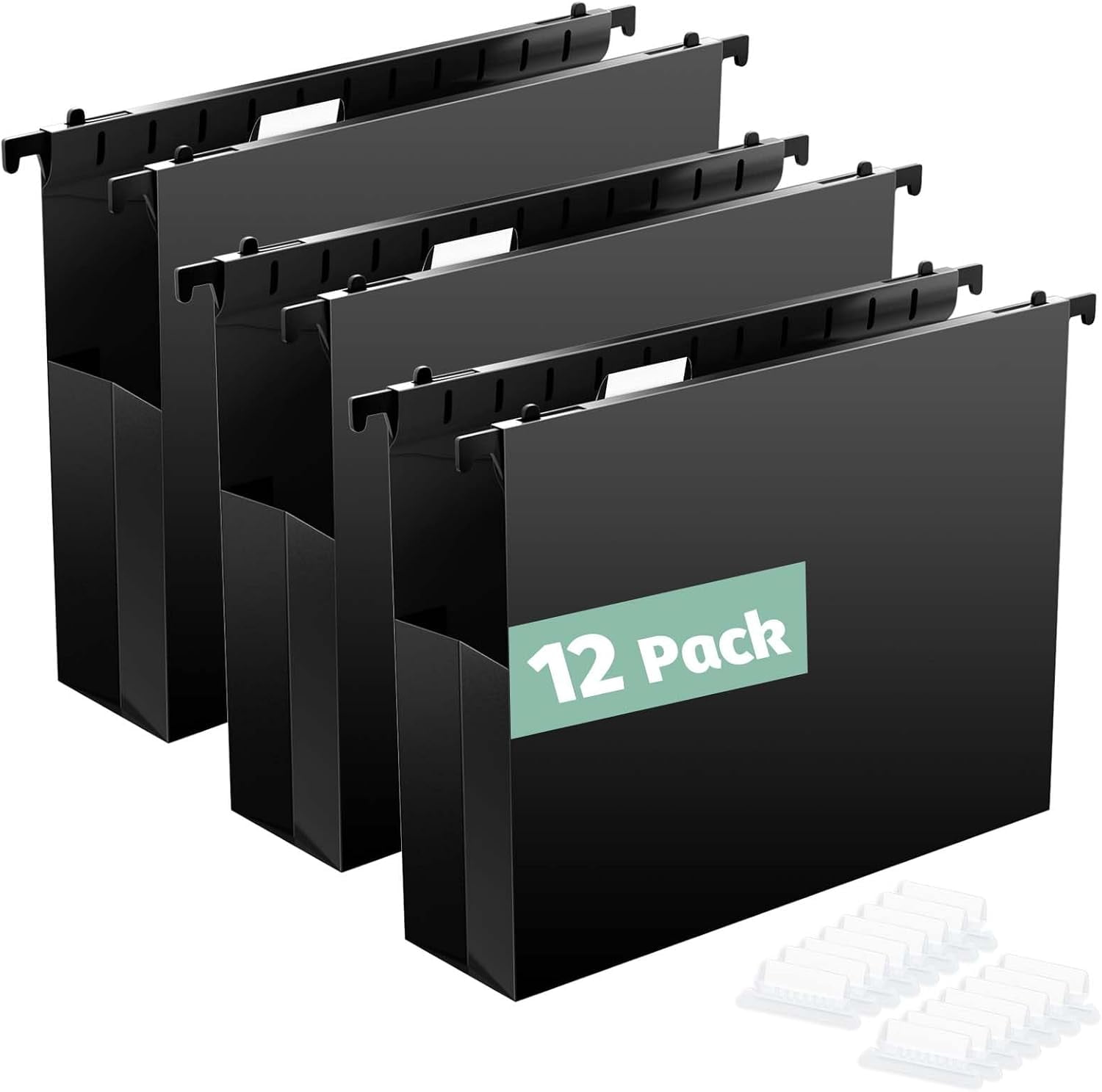 Extra Capacity Plastic Hanging File Folders,12 Pack Reinforced ...