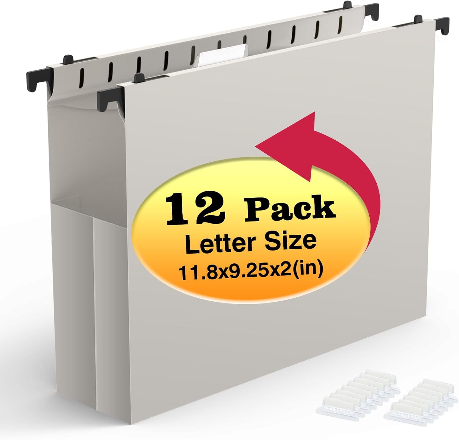 Extra Capacity Plastic Hanging File Folders,12 Pack Reinforced ...