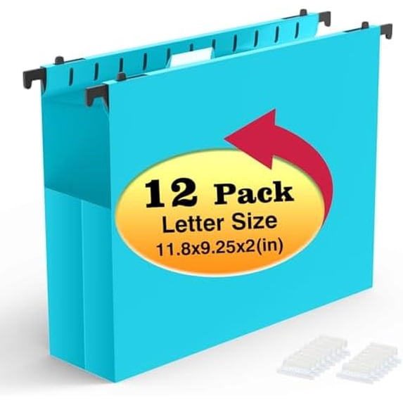 Extra Capacity Plastic Hanging File Folders,12 Pack Reinforced ...