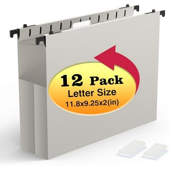 Extra Capacity Plastic Hanging File Folders,12 Pack Reinforced ...
