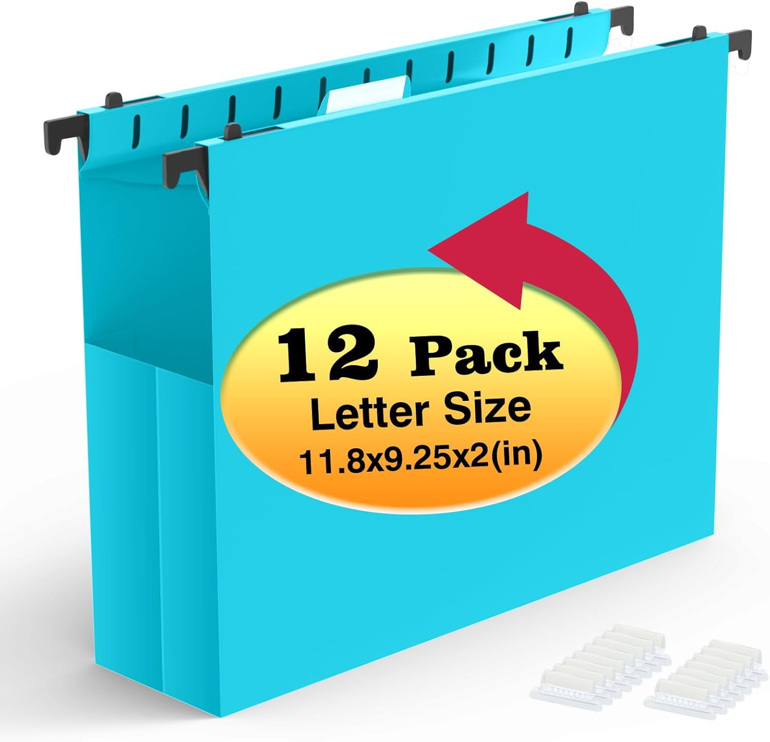 Extra Capacity Plastic Hanging File Folders,12 Pack Reinforced ...