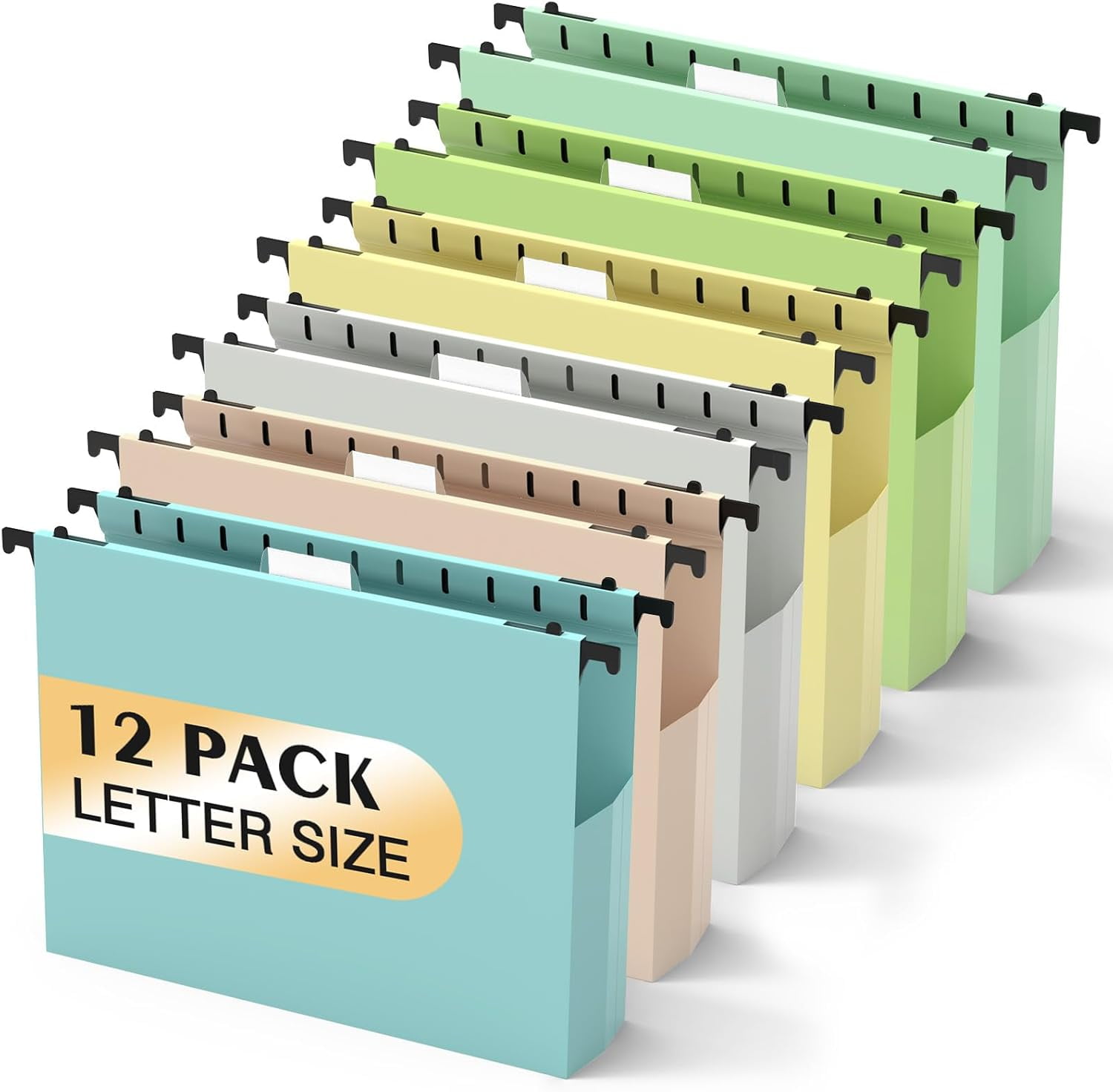 Extra Capacity Plastic Hanging File Folders,12 Pack Reinforced Hang ...