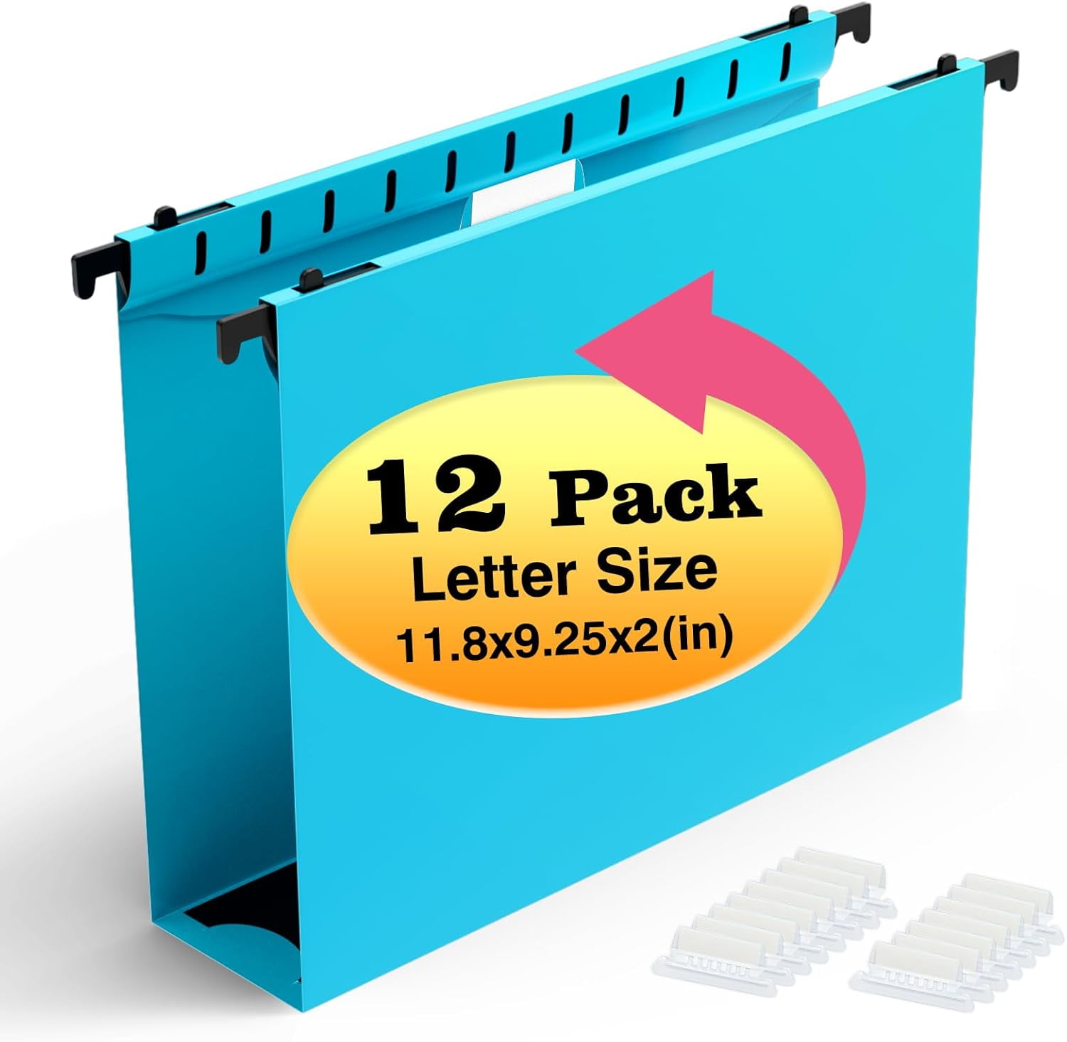 Extra Capacity Plastic Hanging File Folders,12 Pack Reinforced Hang ...