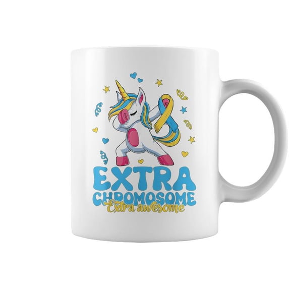 Extra Chromosome T21 Down Syndrome Day Awareness Unicorn Coffee Mugs ...