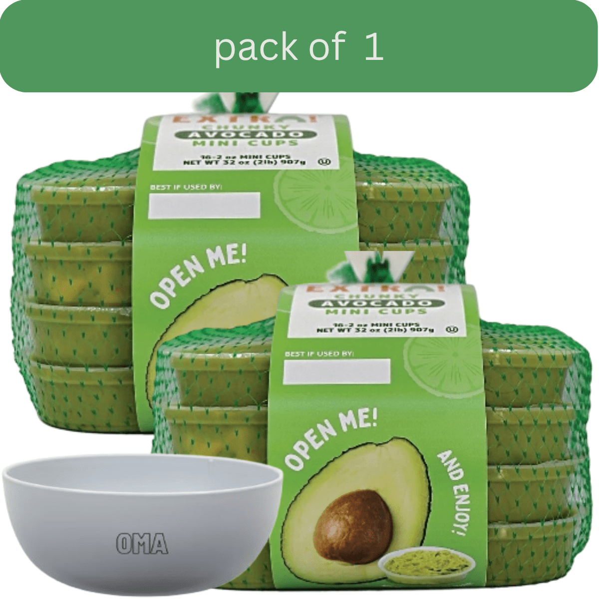 Extra! Chunky Avocado Spread 2 Pack (2 oz. Cups, 16 ct.) with bowl by ...