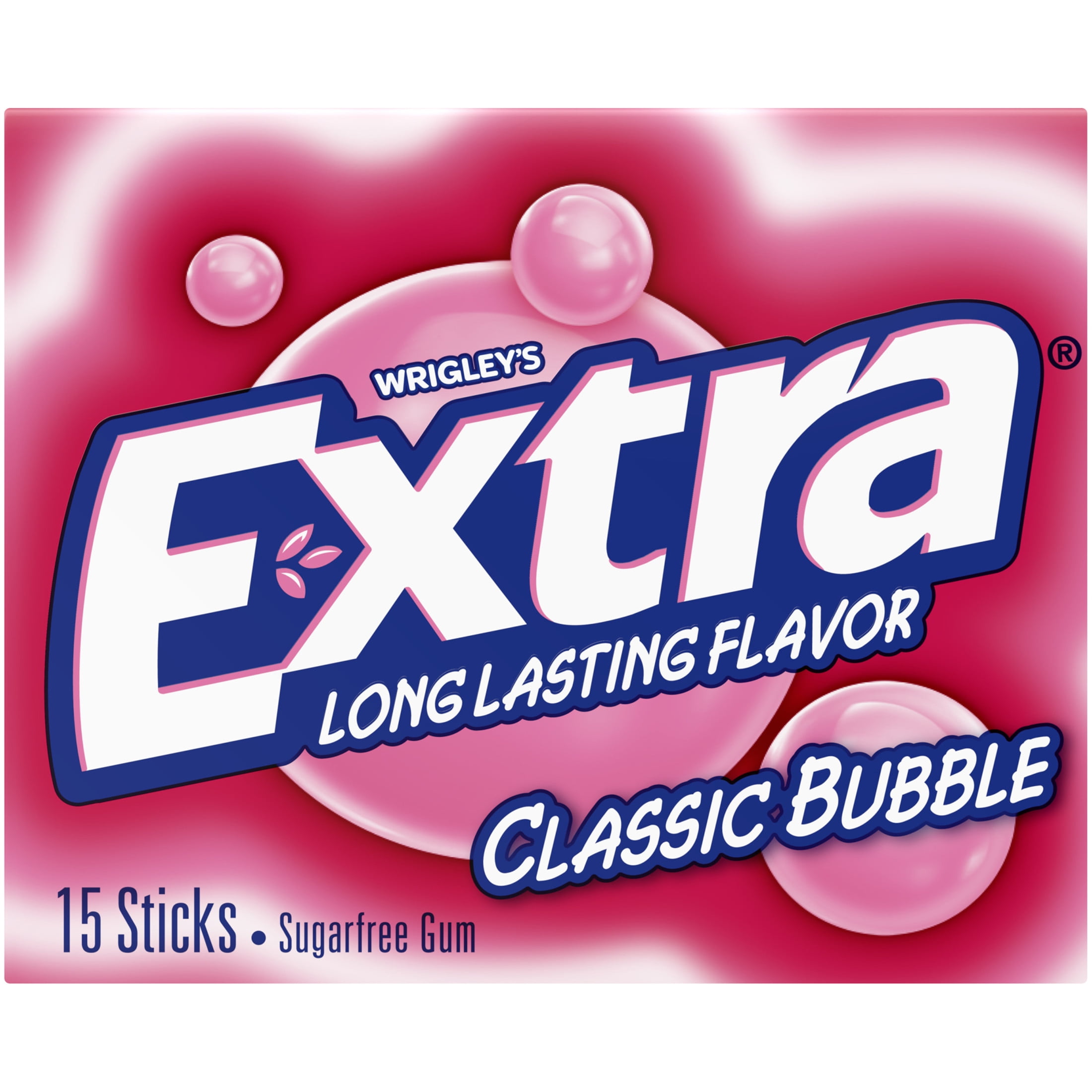 Extra Classic Bubble Gum Sugar Free Chewing Gum, Single Pack- 15 Stick ...