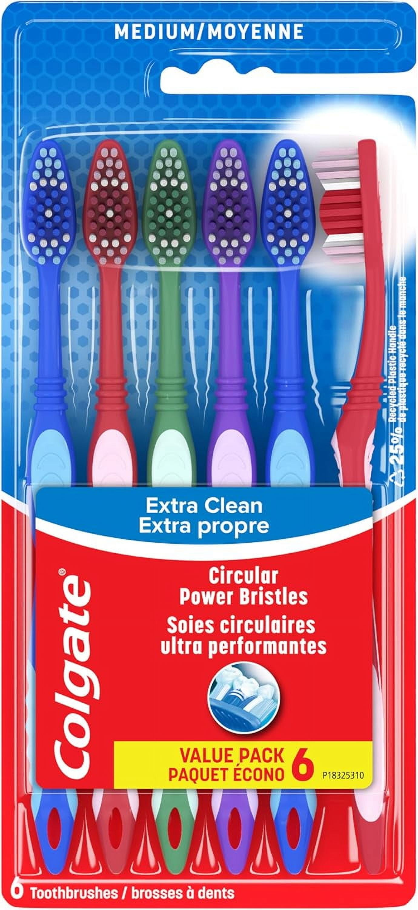 Extra Clean , Medium Bulk Pack, Adult Medium Bristle es with Ergonomic ...