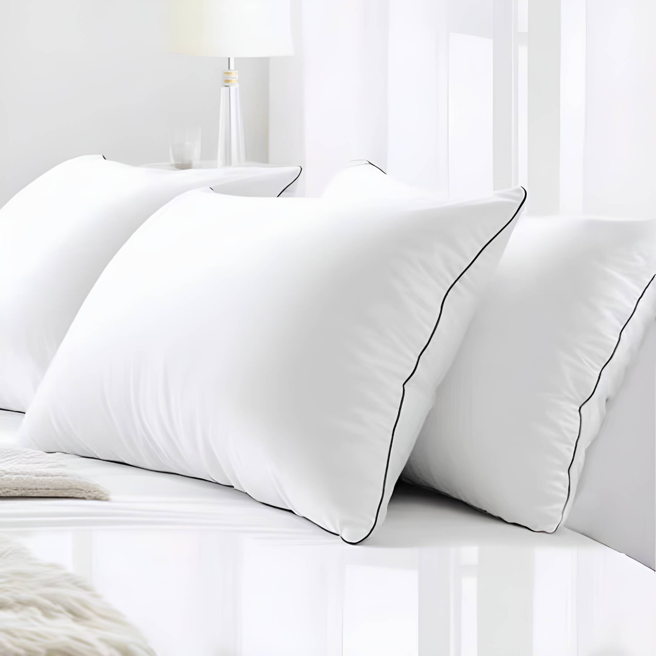 Extra Comfort Twin Set: 2 Polyester Fiber Bed Pillows with Ergonomic ...
