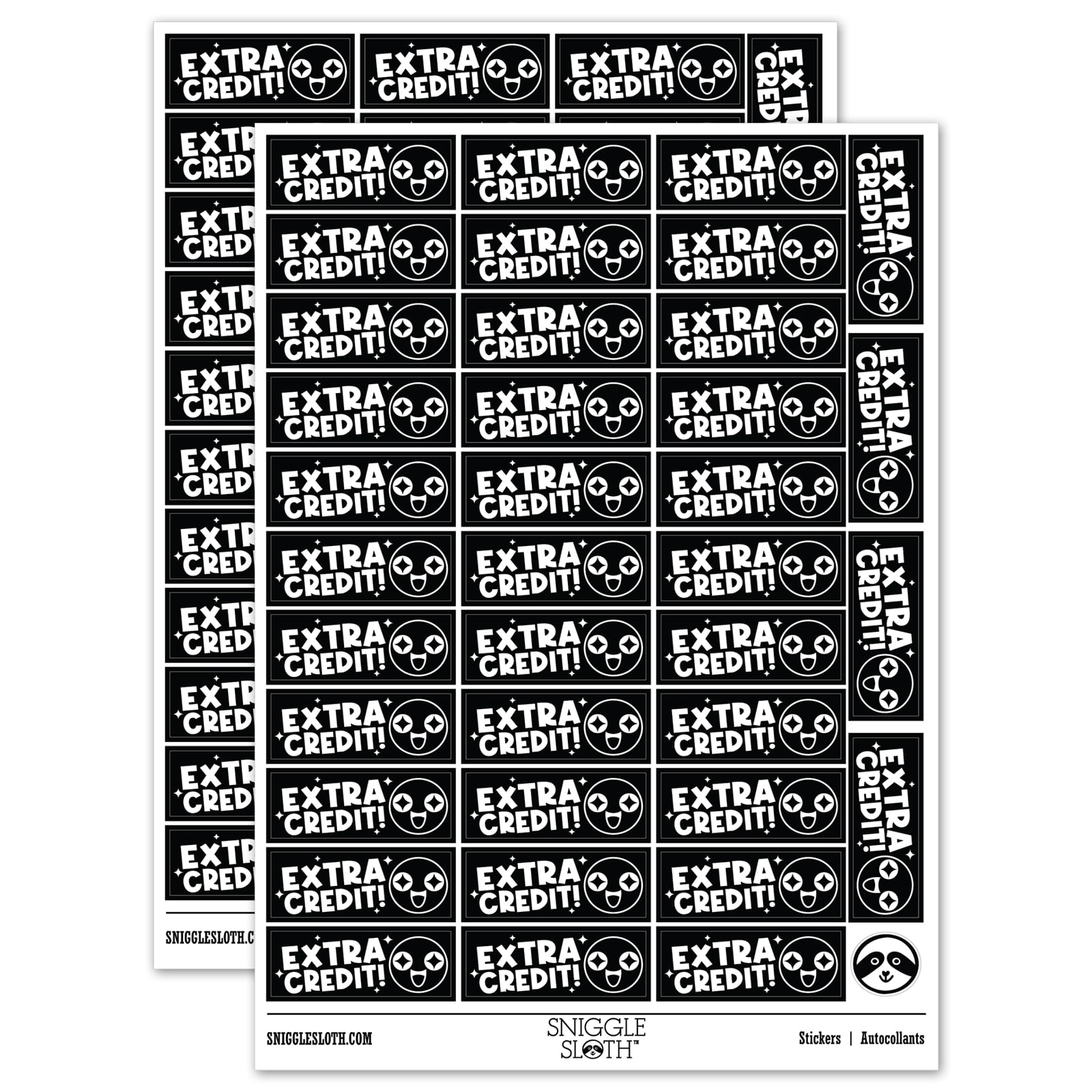 Extra Credit Excited Face Teacher Student School Sticker Set - Black ...