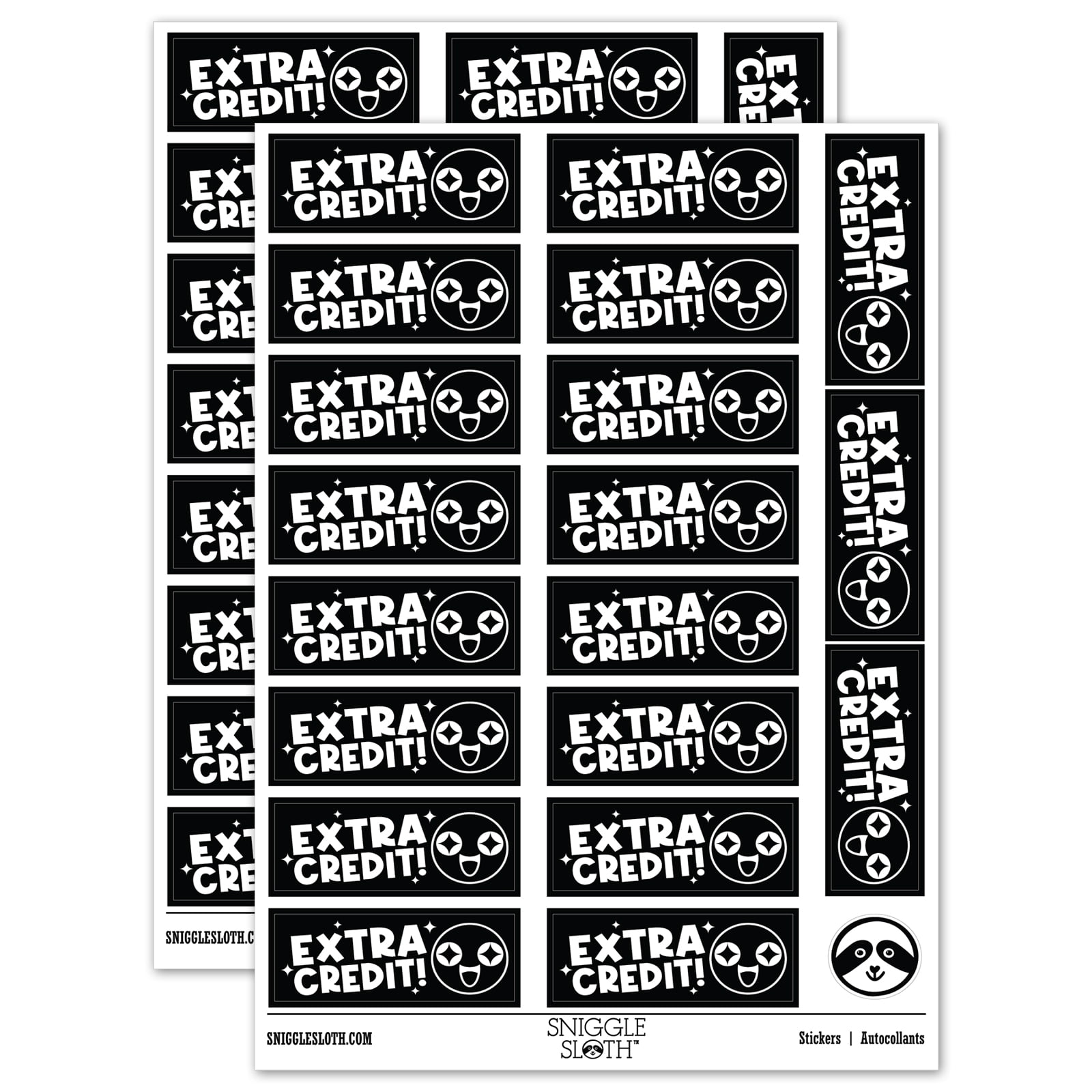 Extra Credit Excited Face Teacher Student School Sticker Set - Black ...