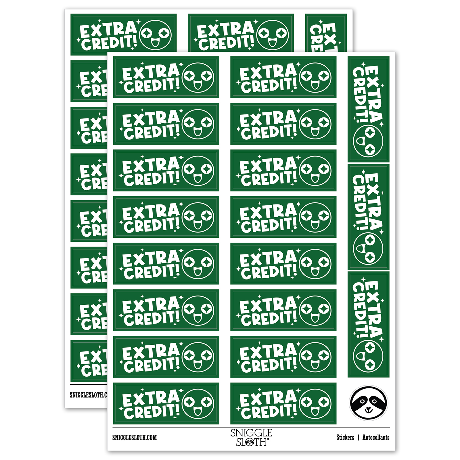Extra Credit Excited Face Teacher Student School Sticker Set - Dark ...