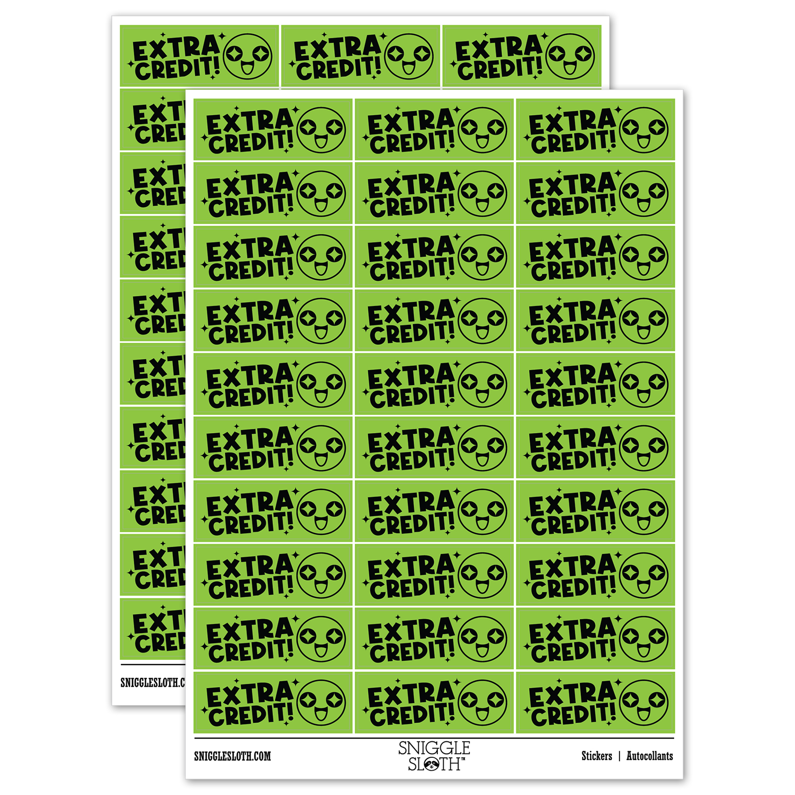 Extra Credit Excited Face Teacher Student School Sticker Set - Light ...