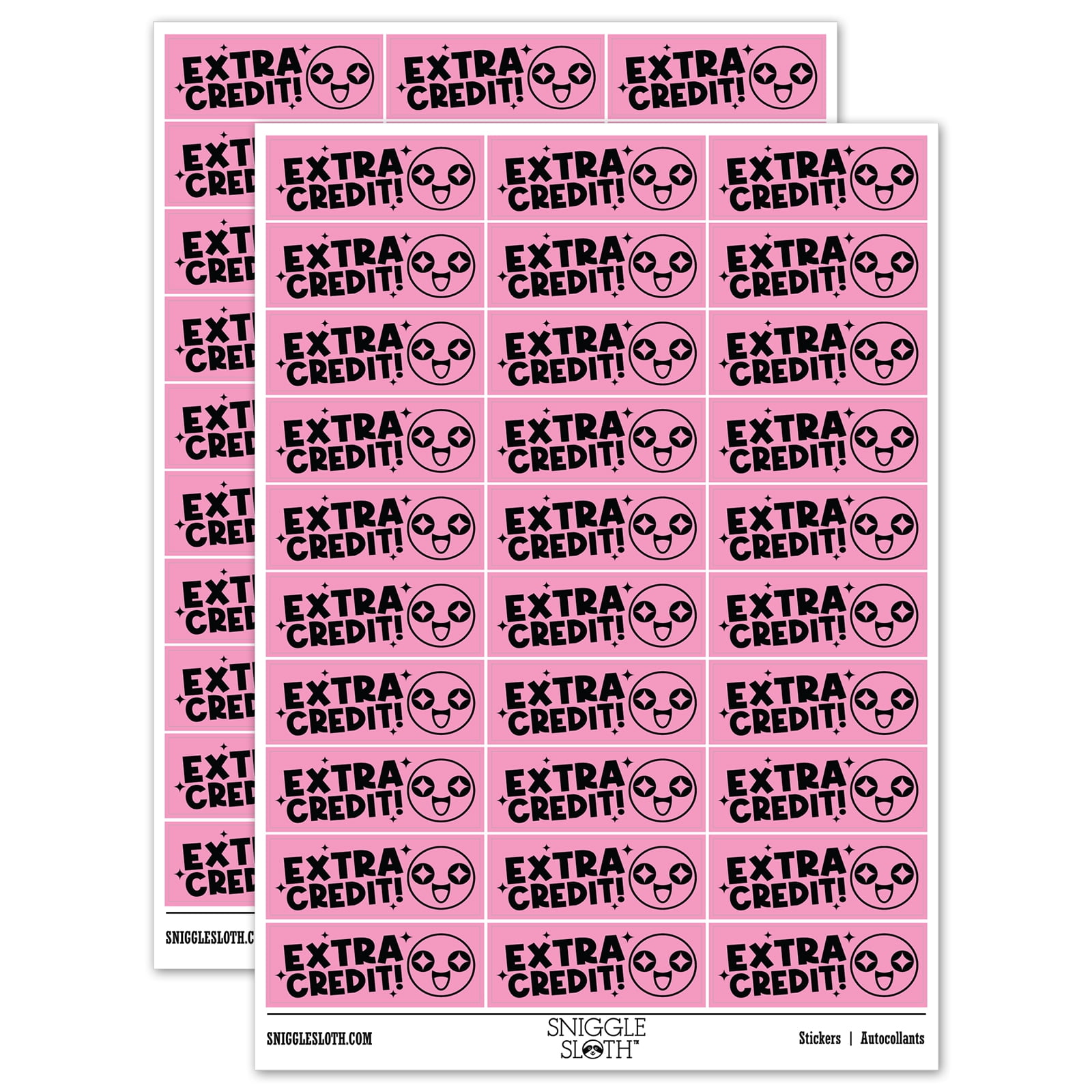 Extra Credit Excited Face Teacher Student School Sticker Set - Light ...
