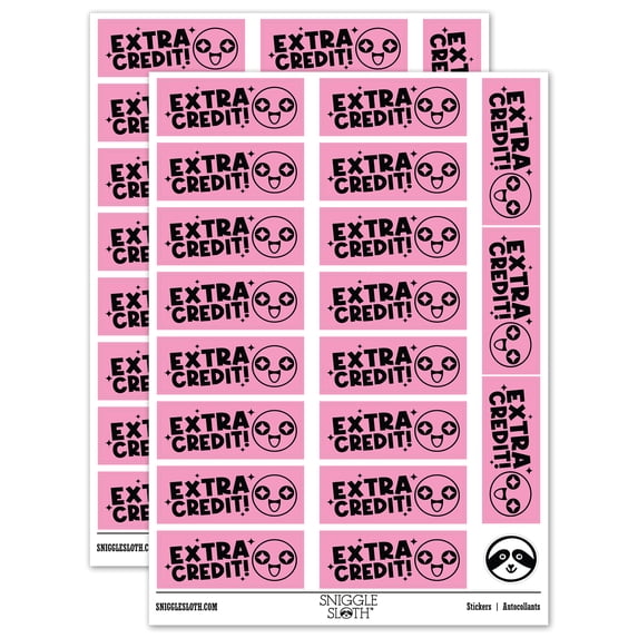 Extra Credit Excited Face Teacher Student School Sticker Set - Light ...