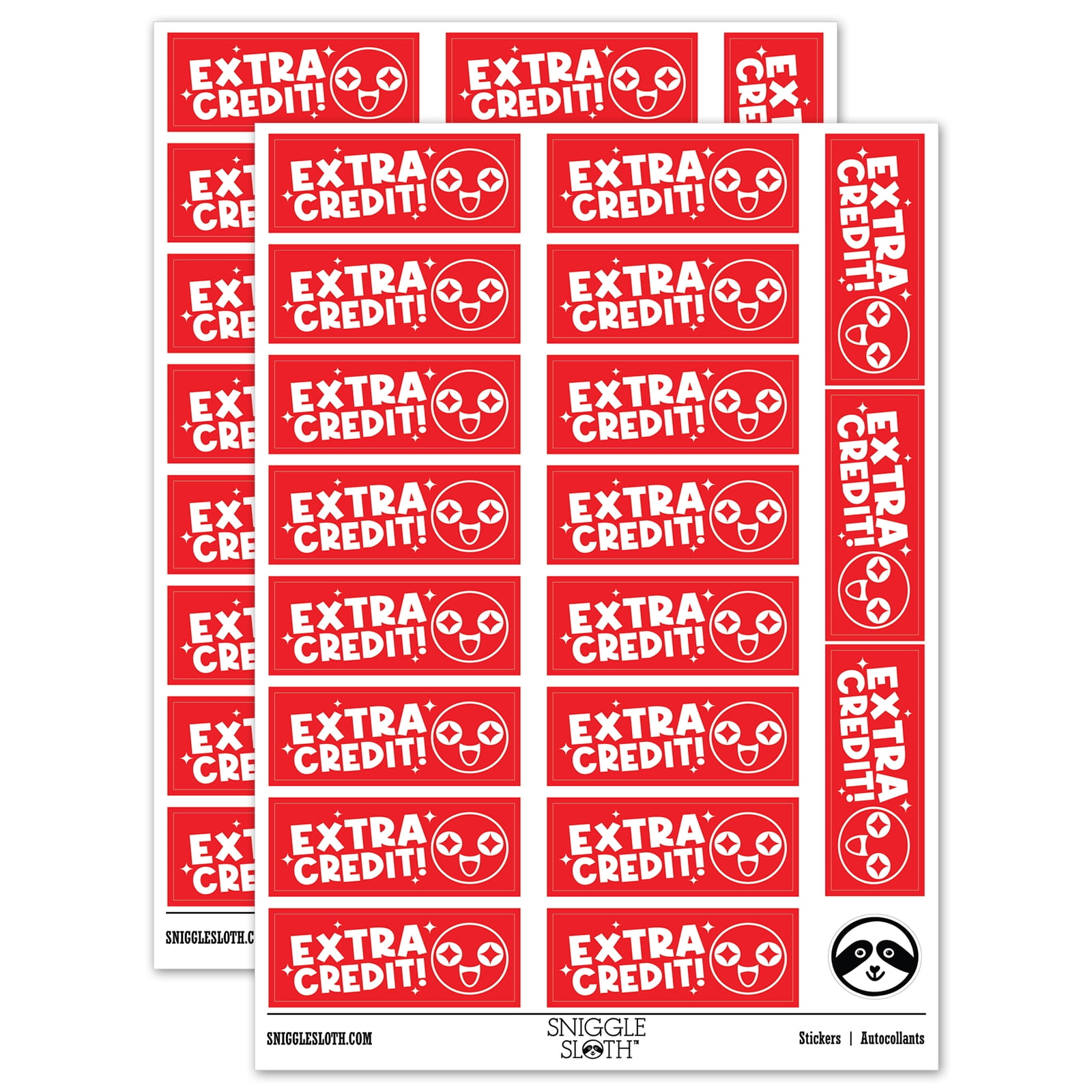 Extra Credit Excited Face Teacher Student School Sticker Set - Red ...
