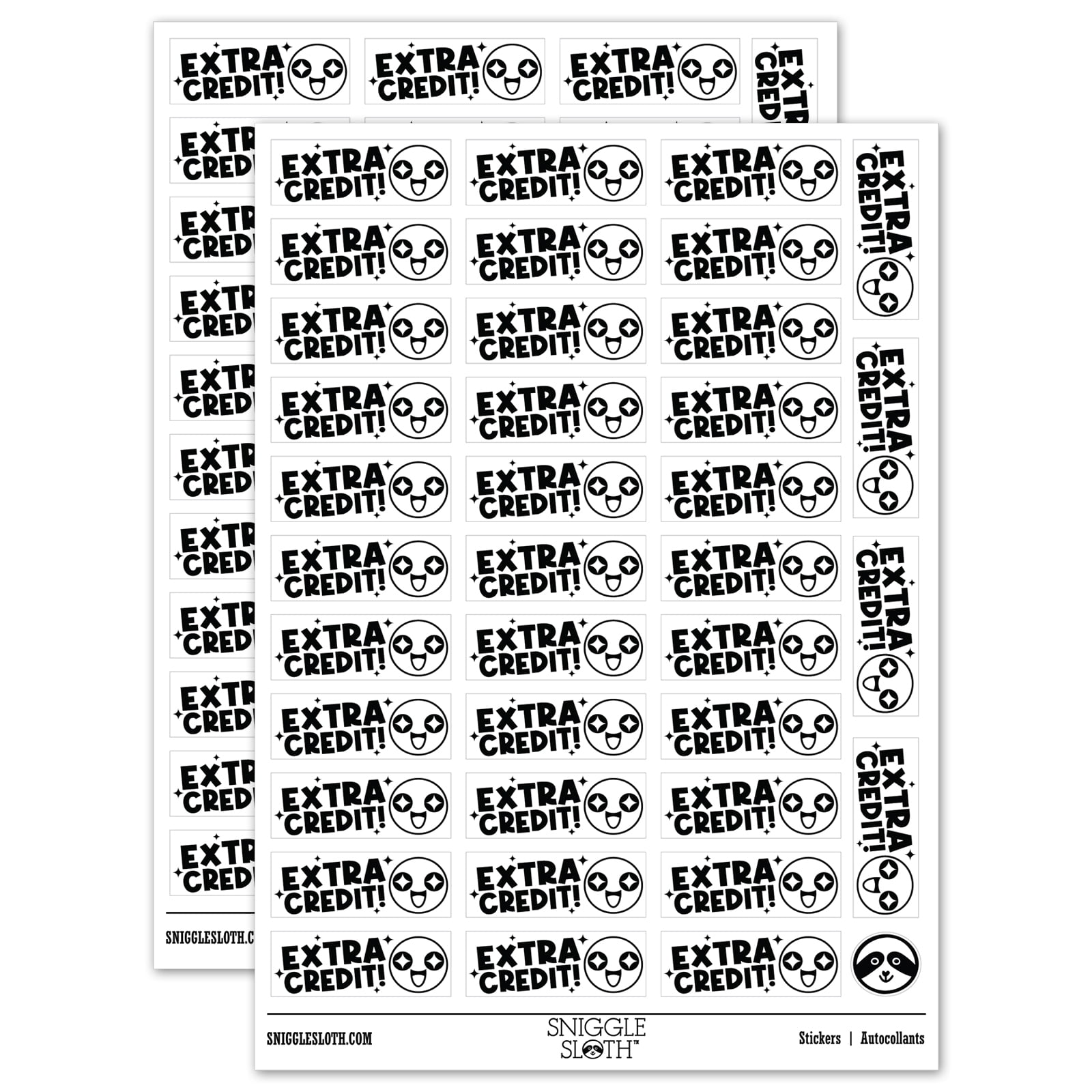 Extra Credit Excited Face Teacher Student School Sticker Set - White ...
