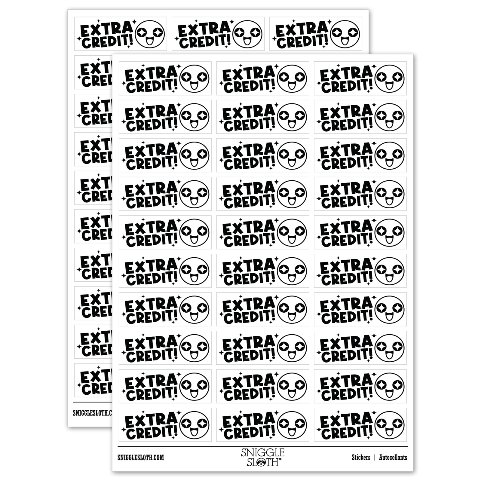 Extra Credit Excited Face Teacher Student School Sticker Set - White ...