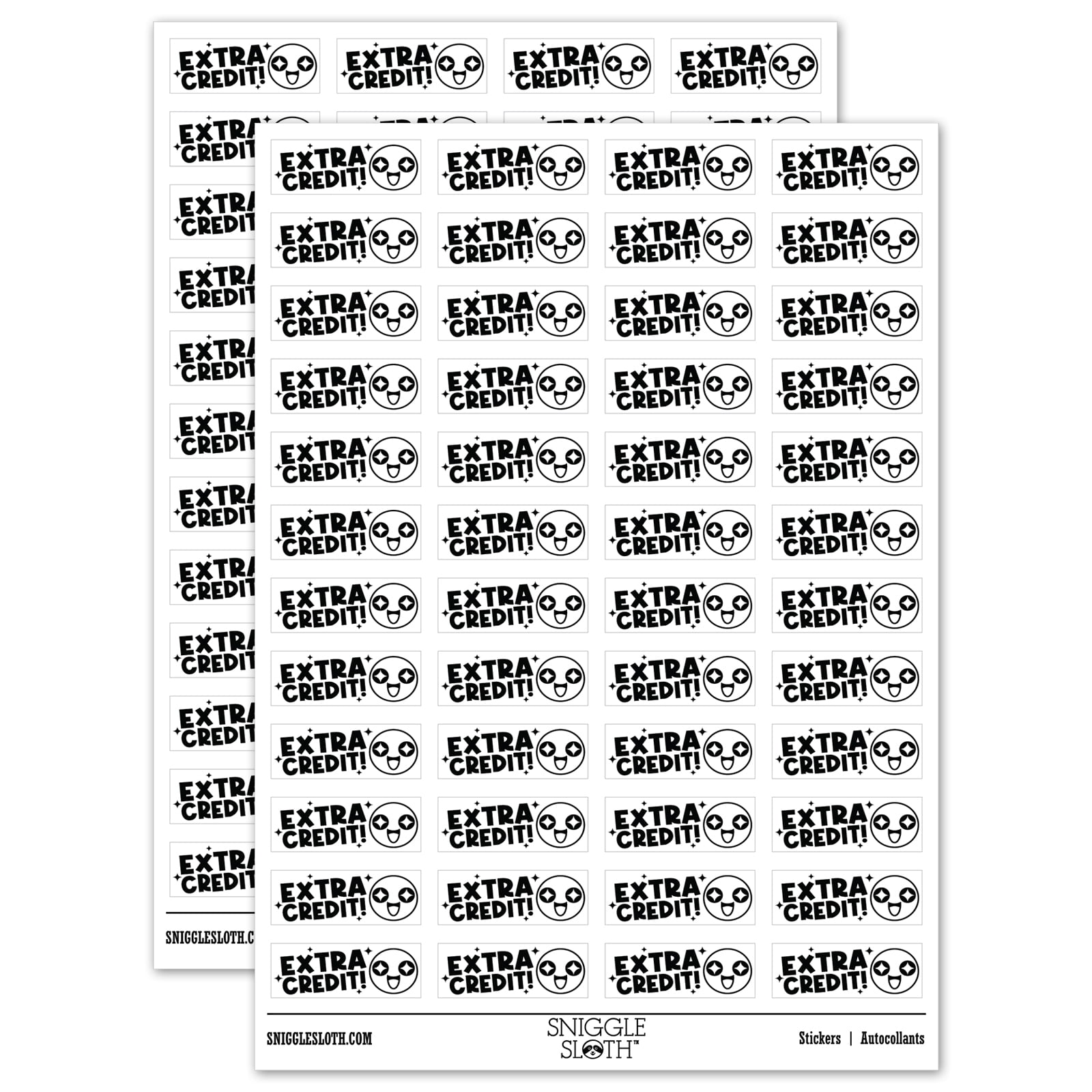 Extra Credit Excited Face Teacher Student School Sticker Set - White ...