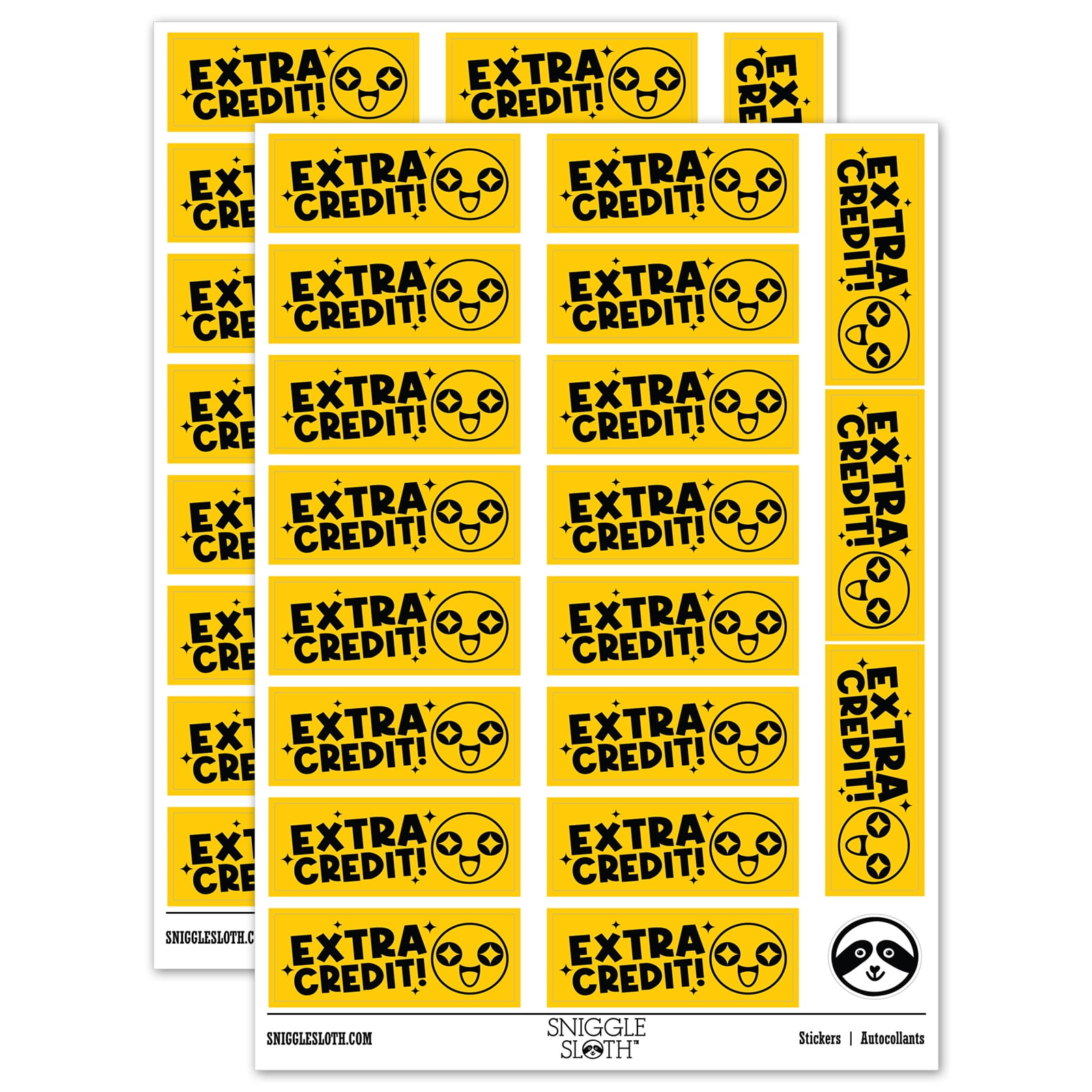 Extra Credit Excited Face Teacher Student School Sticker Set - Yellow ...