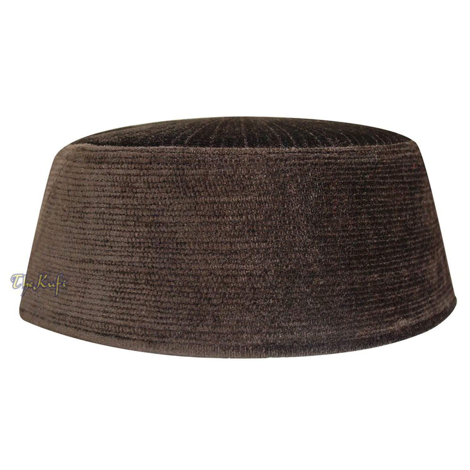 Extra Dark Brown Rigid Velveteen Turkish Chechen Style Kufi Hat ...