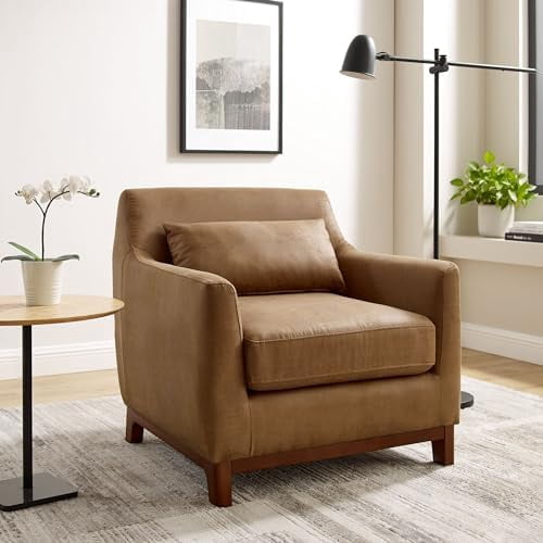 Extra Deep Accent Chair, Faux Leather Upholstered Comfy Reading ...