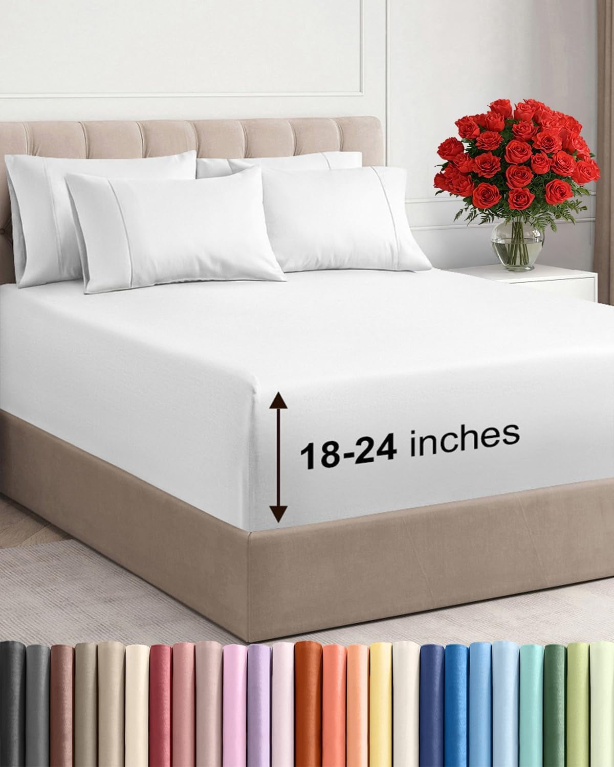 Extra Deep King Sheet Set - 6 Piece Breathable and Cooling Sheets Hotel ...