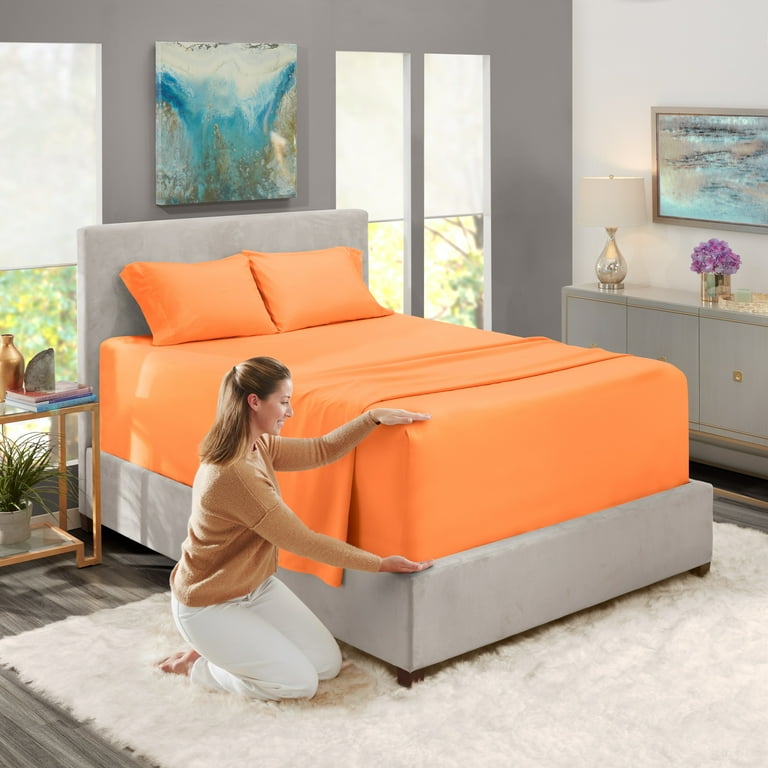 Extra Deep Pocket 4 Piece Bed Sheets Set 18 24 Super Deep Fitted Sheet Fits High Profile Mattresses with Toppers Hotel Luxury Soft Double