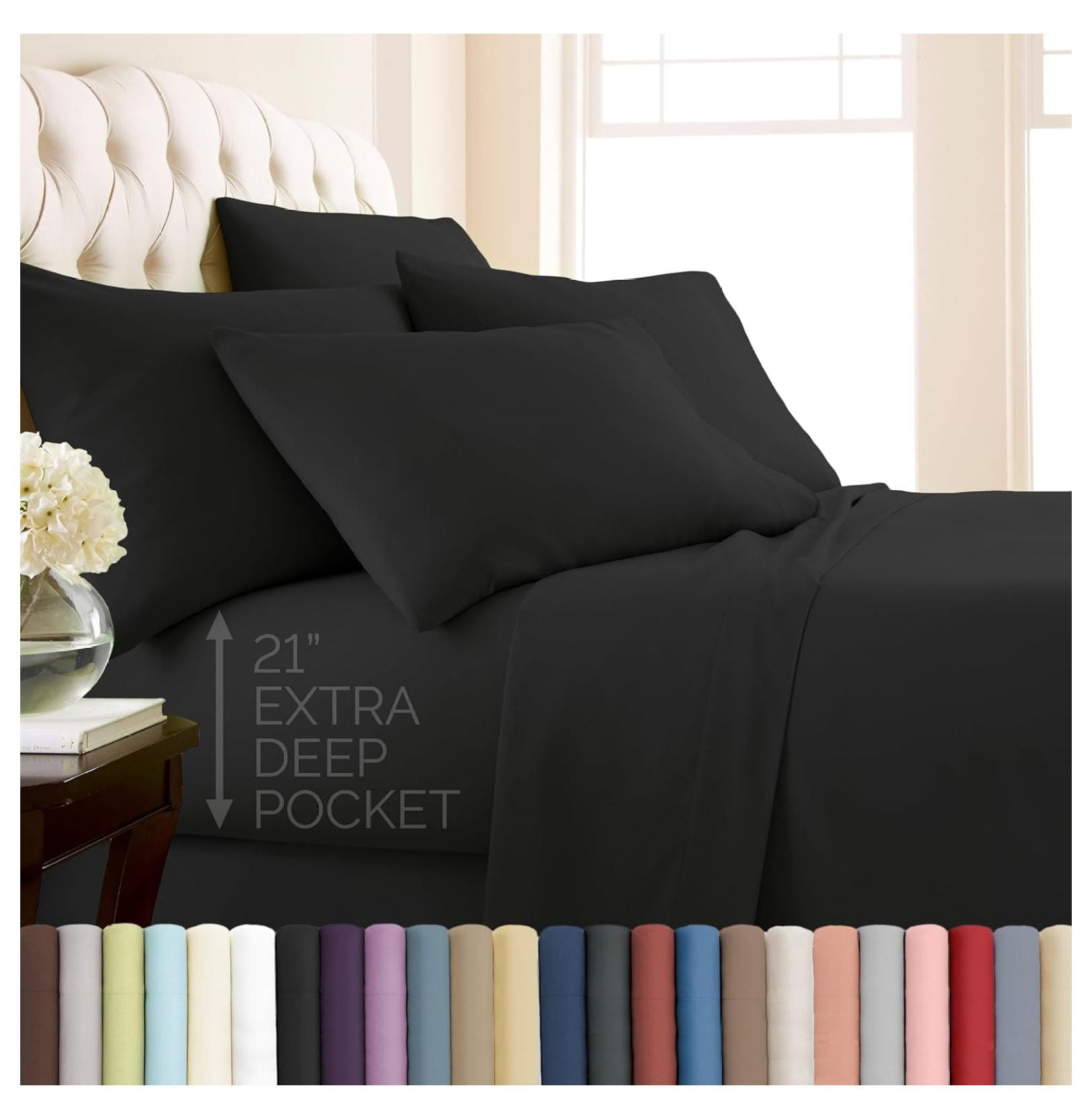 Extra Deep Pocket California King Sheets Set, 6-Piece Soft Microfiber ...