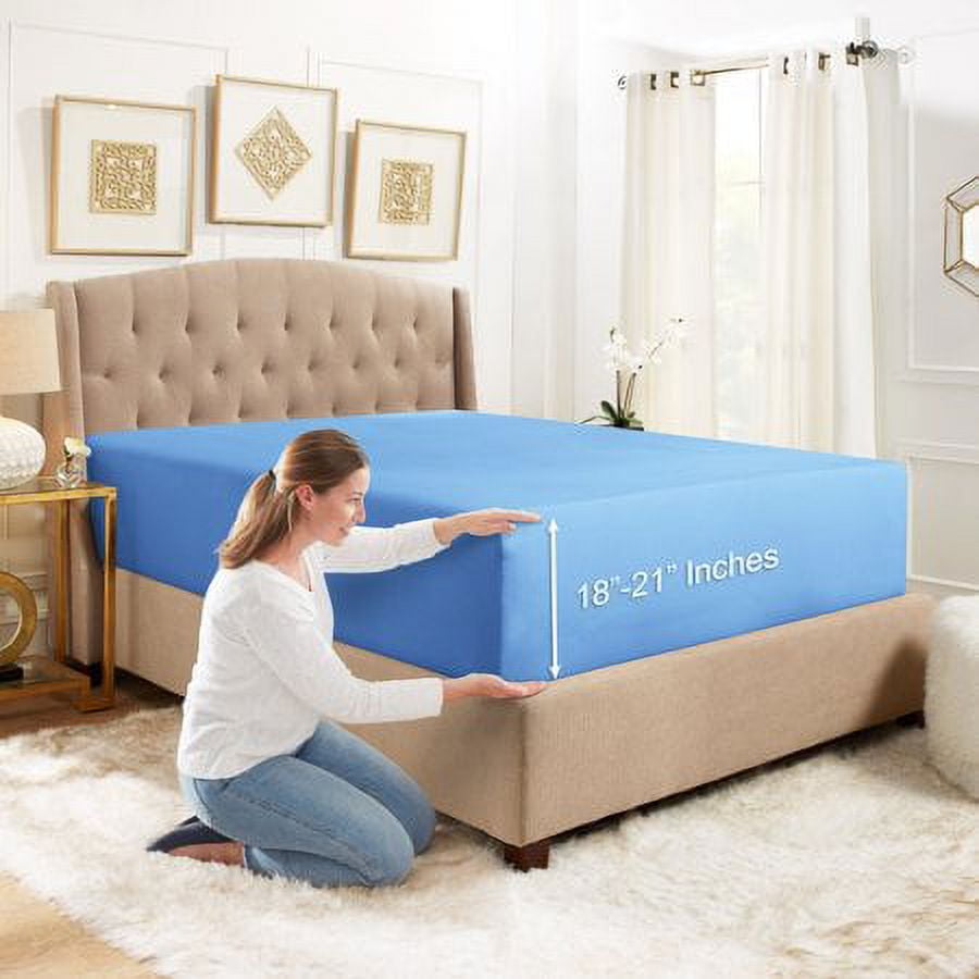 Extra Deep Pocket Fitted Sheet Elastic Corner Straps Fitted Sheets 18 ...