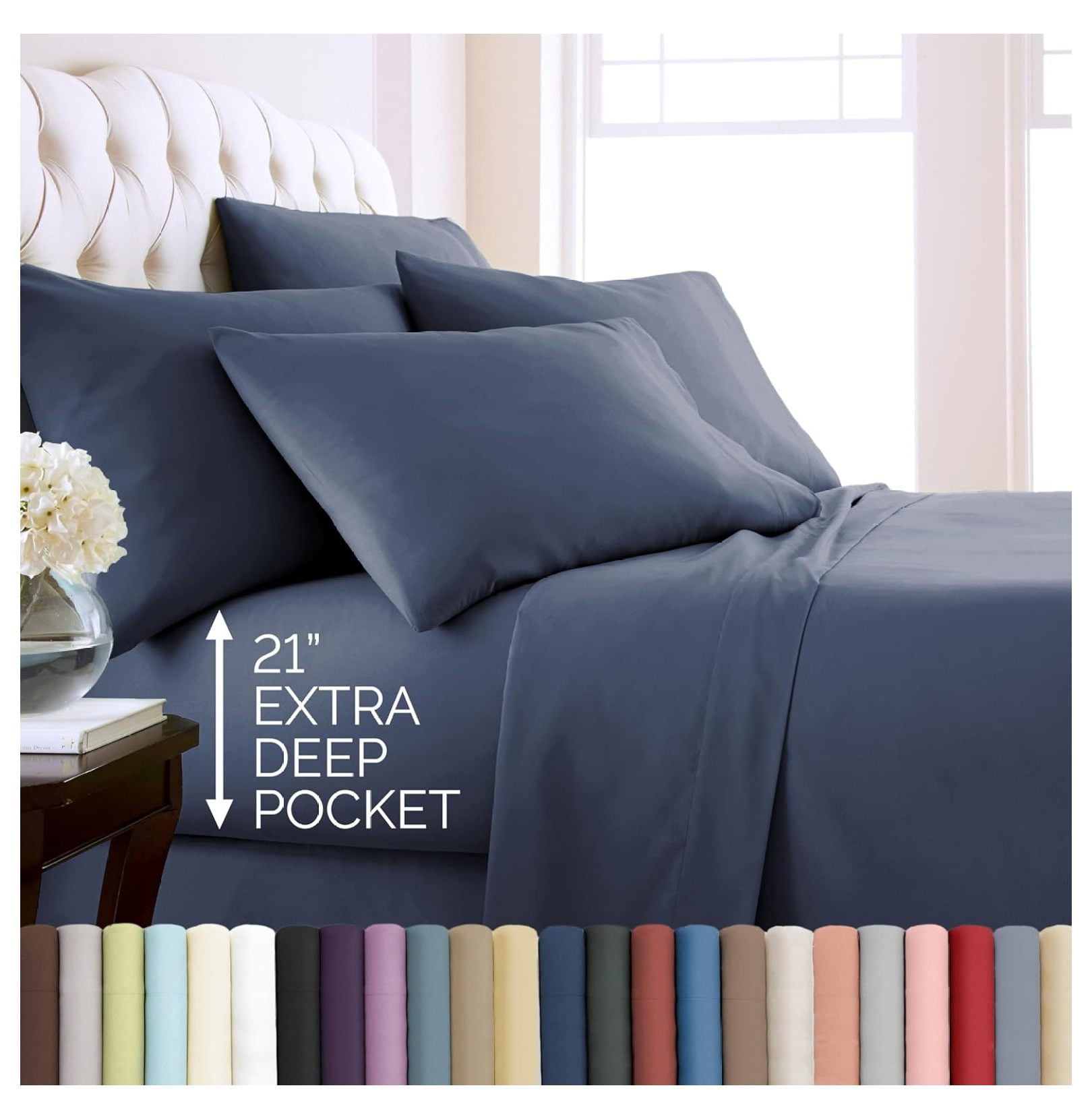 Extra Deep Pocket Full Size Sheets Set, 6-Piece Ultra-Soft Microfiber ...