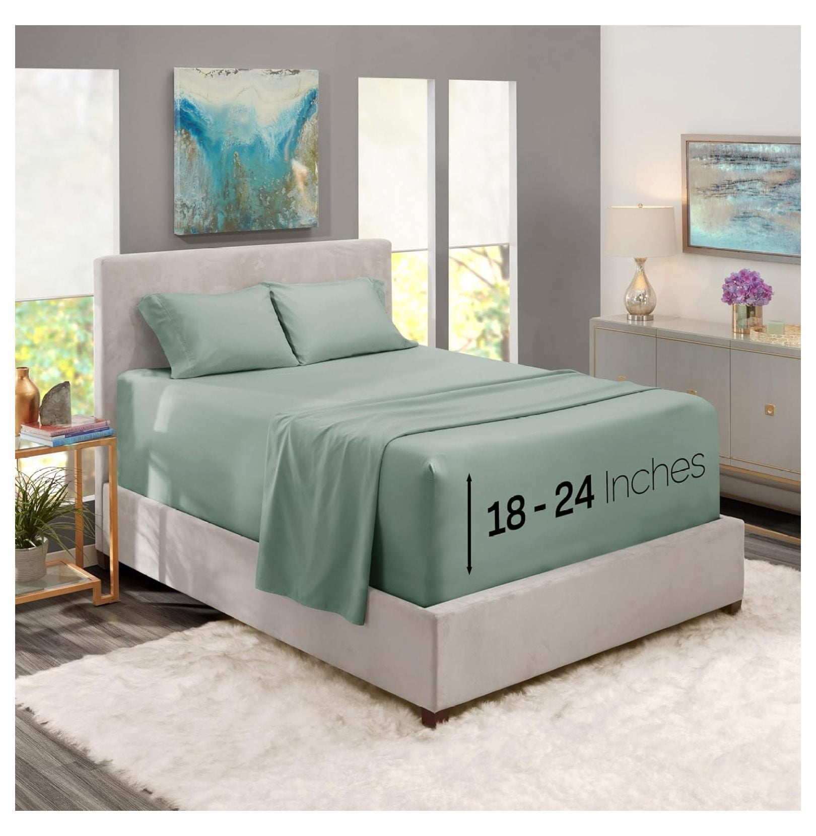 Extra Deep Pocket King Size Sheets - Fits Mattress 18-24 Inches, 4 ...